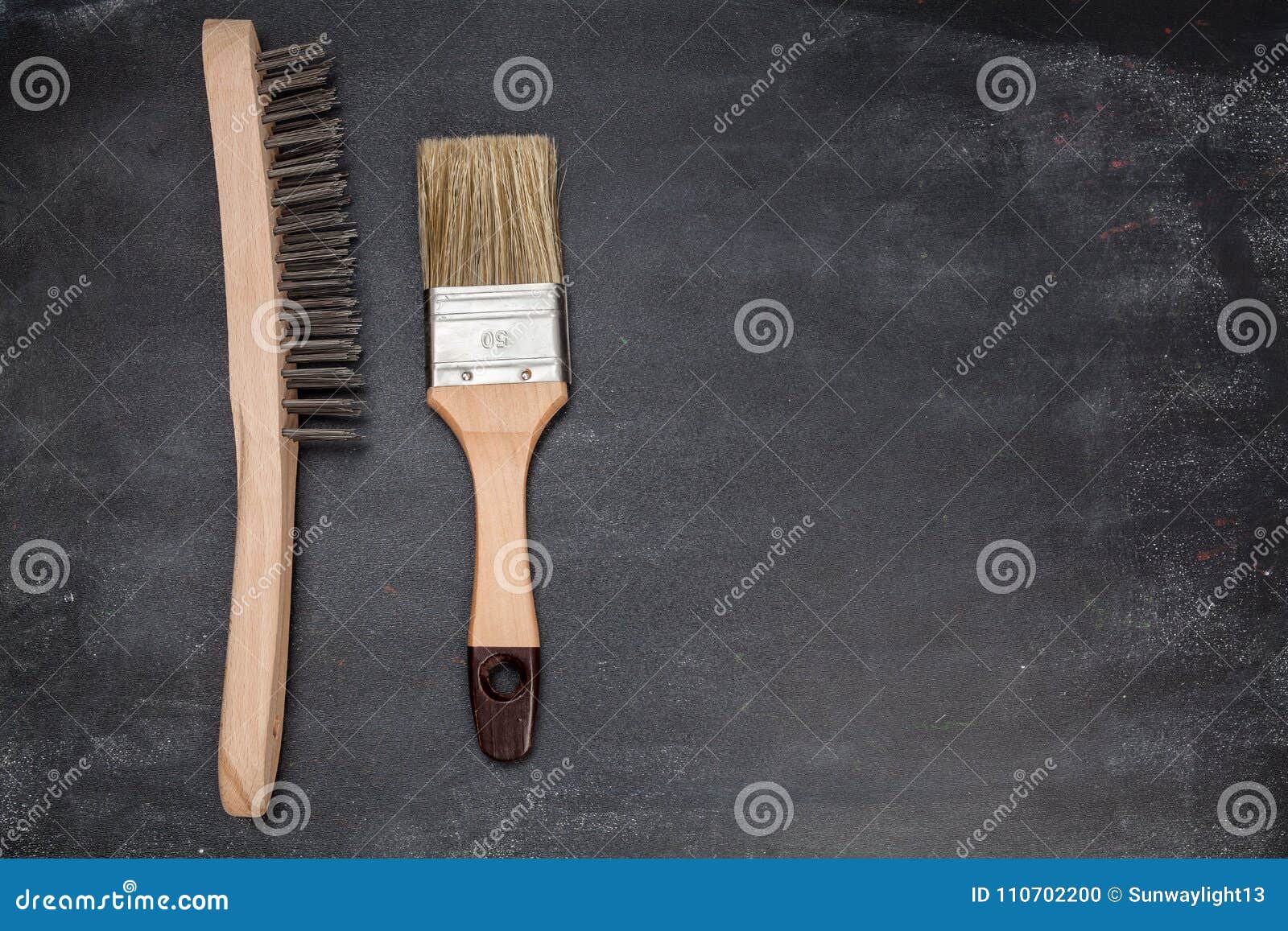 Brush Top View Black Background Stock Photo - Image of group, bristle ...
