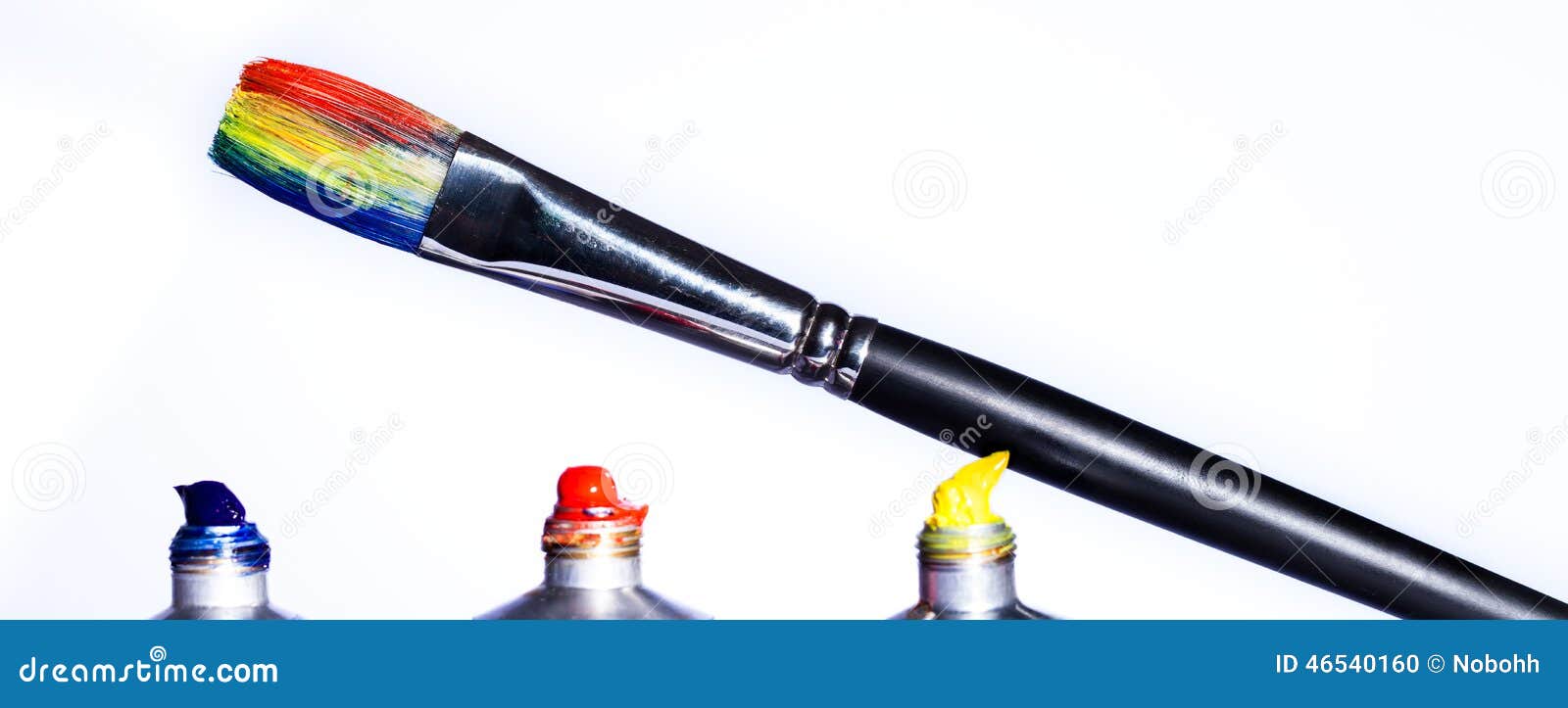 Brush with Tubes of the Three Primary Colors Stock Photo - Image of ...