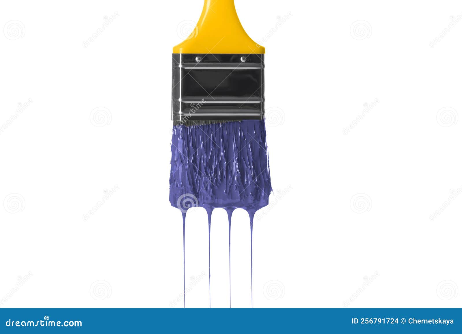 Brush with Violet Paint Isolated on White Stock Photo - Image of ...