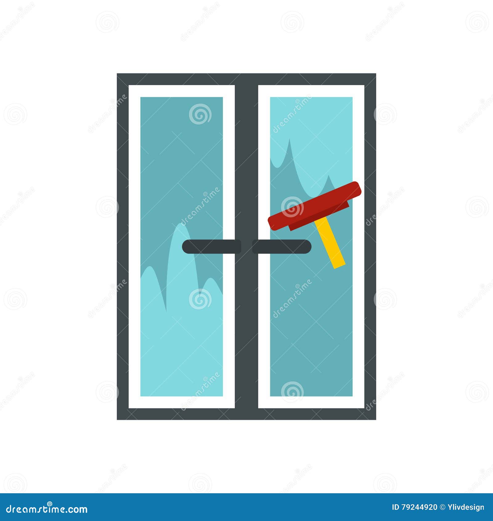 Brush Washes a Window Icon, Flat Style Stock Vector - Illustration of ...