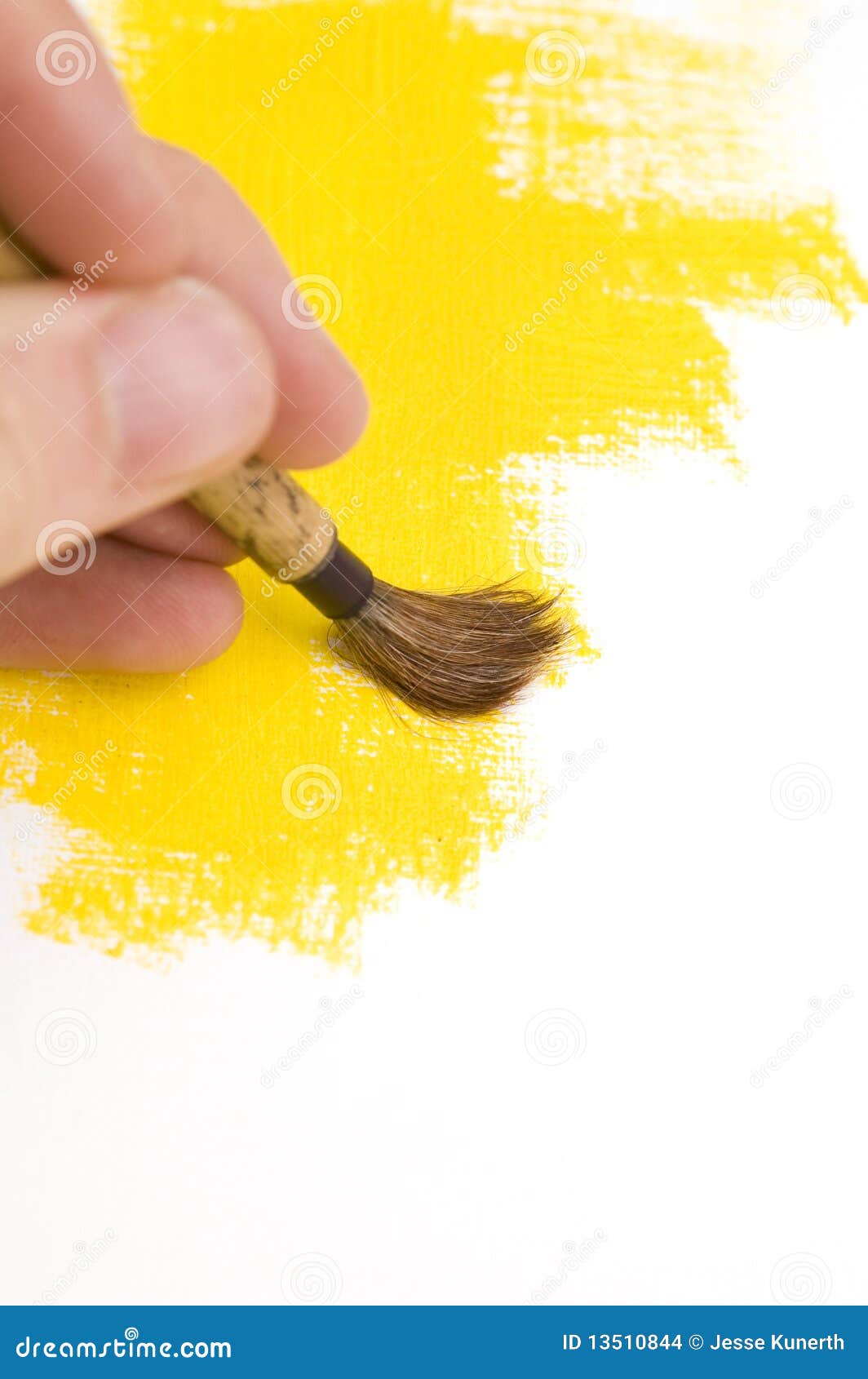 Brush on Yellow Paint stock photo. Image of paper, acrylic - 13510844