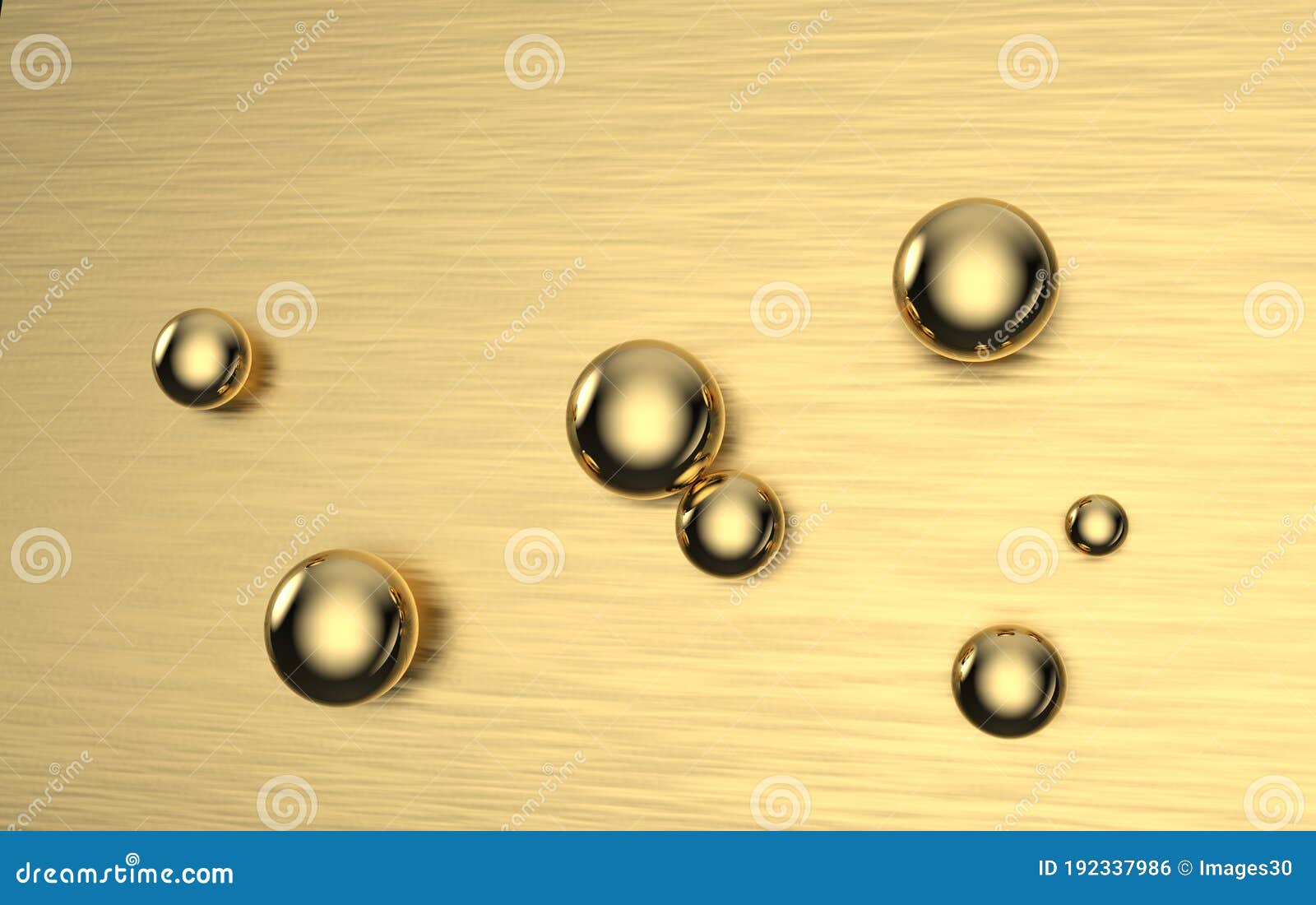 Brushed Golden Surface with Glossy Golden Drops 3d Rendering Stock ...