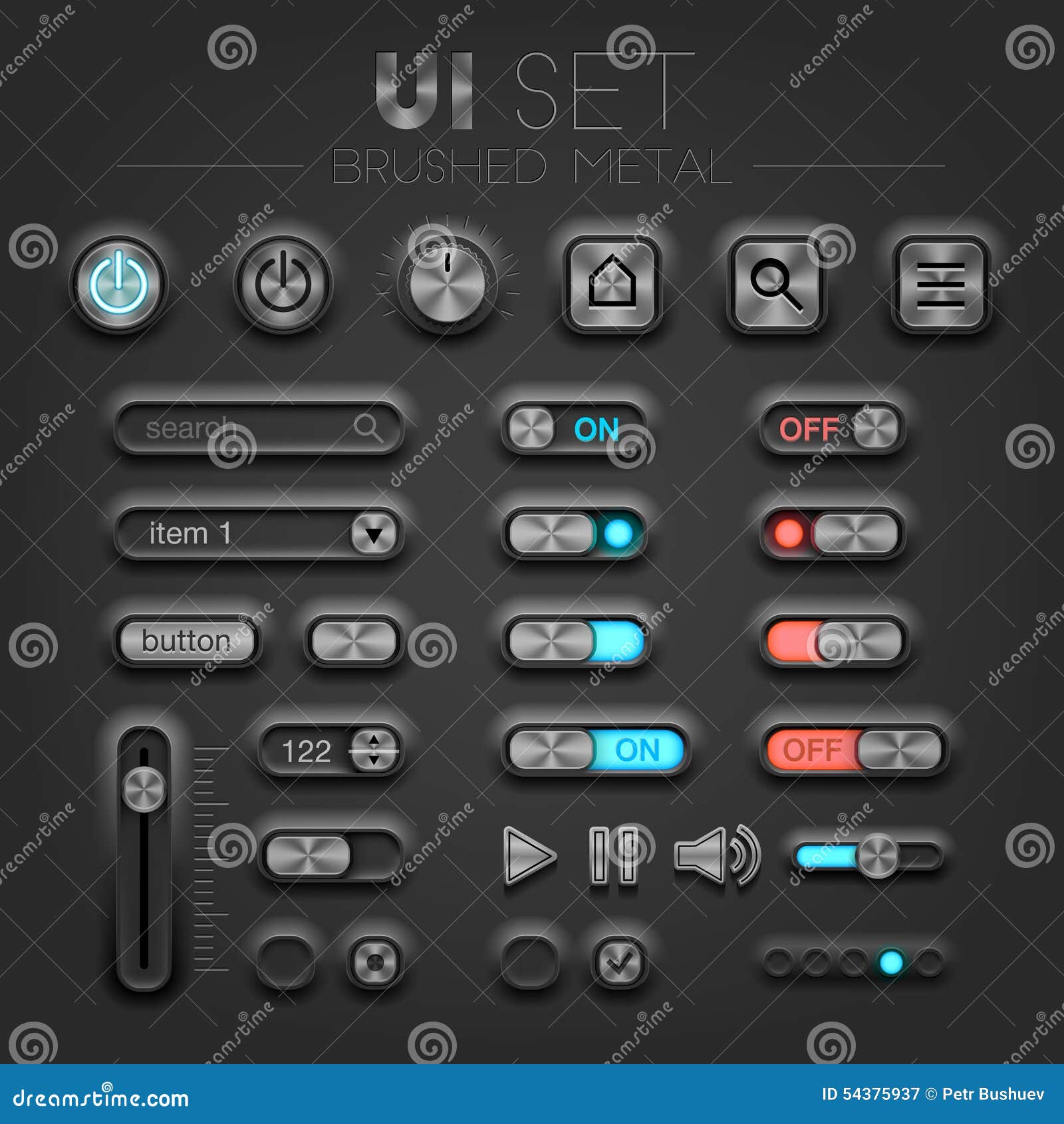 Brushed Metal Dark UI Stock Image | CartoonDealer.com #54375937