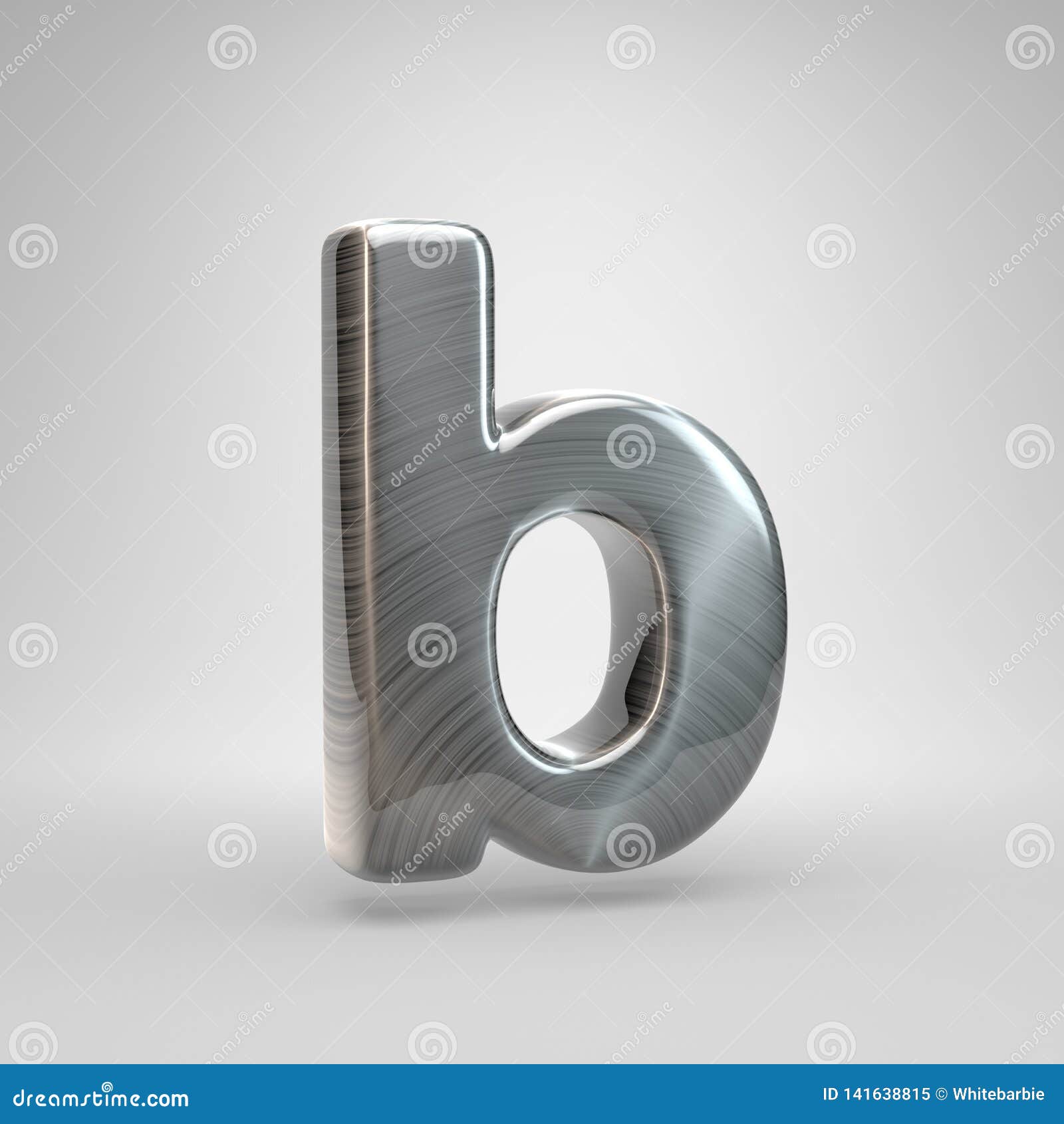 Brushed Metal Letter B Lowercase. 3D Render Shiny Metal Font Isolated ...