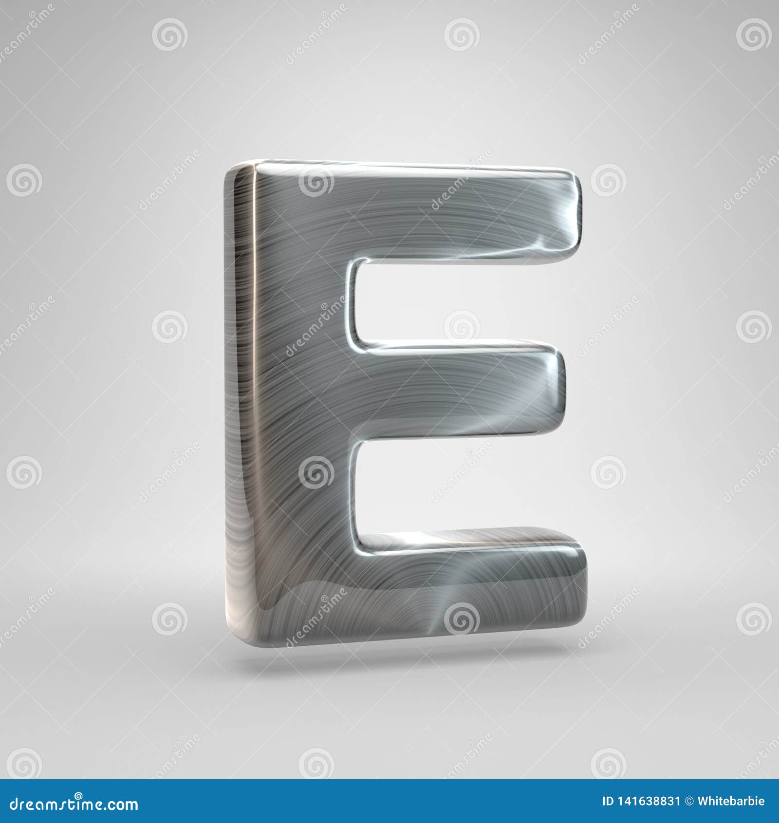 Brushed Metal Letter E Uppercase. 3D Render Shiny Metal Font Isolated ...