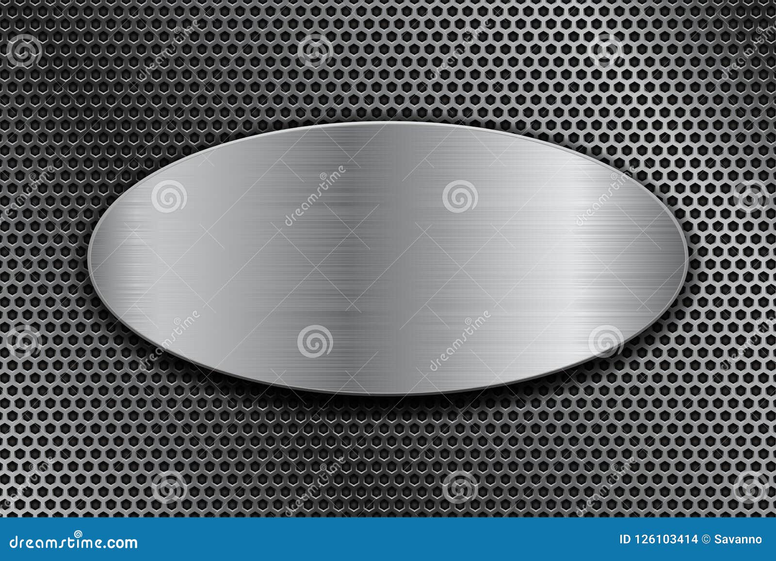 Brushed Metal Oval Plate on Perforated Background Stock Vector ...