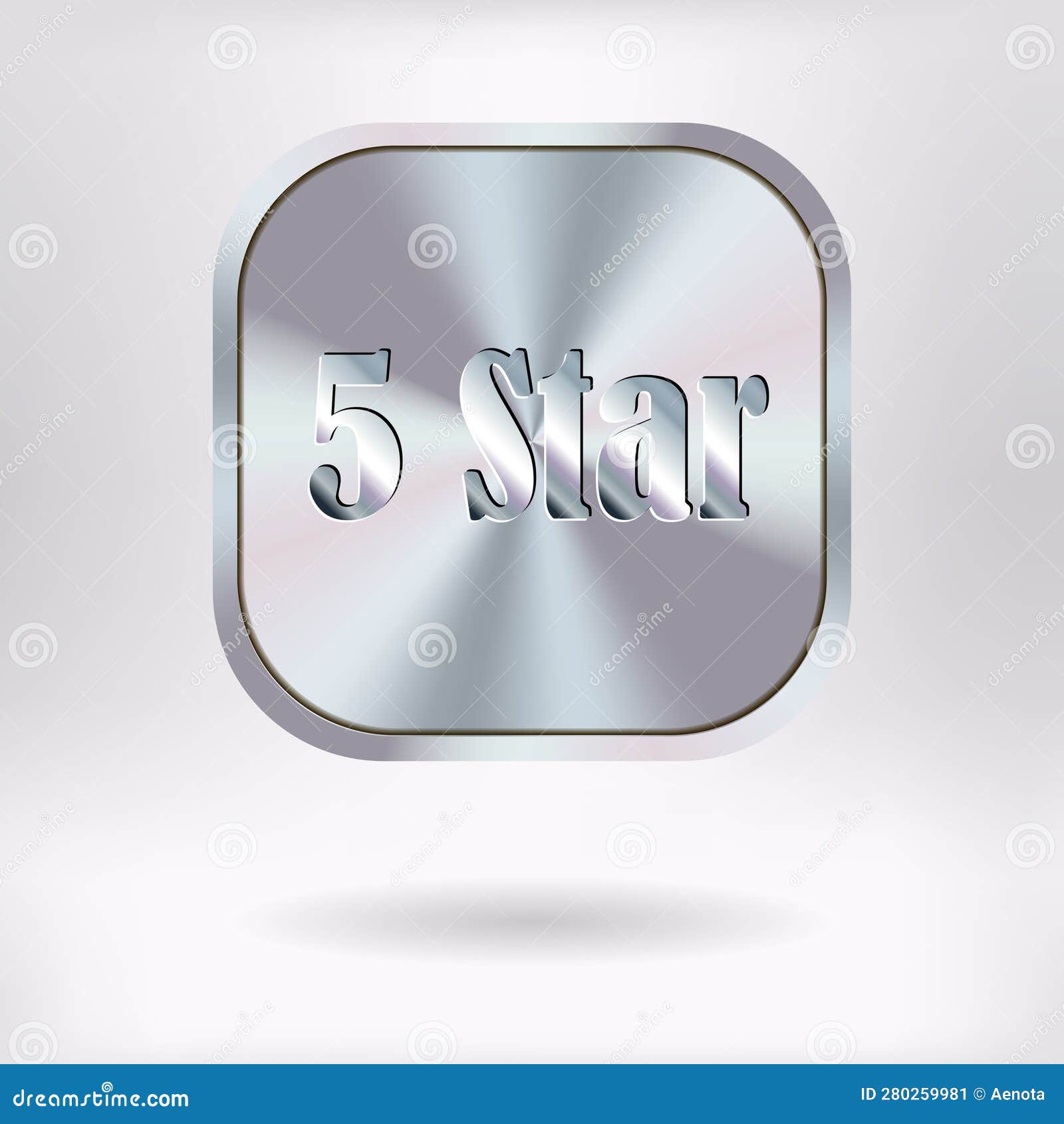 Brushed Metal Square Button - 5 Star Stock Vector - Illustration of ...
