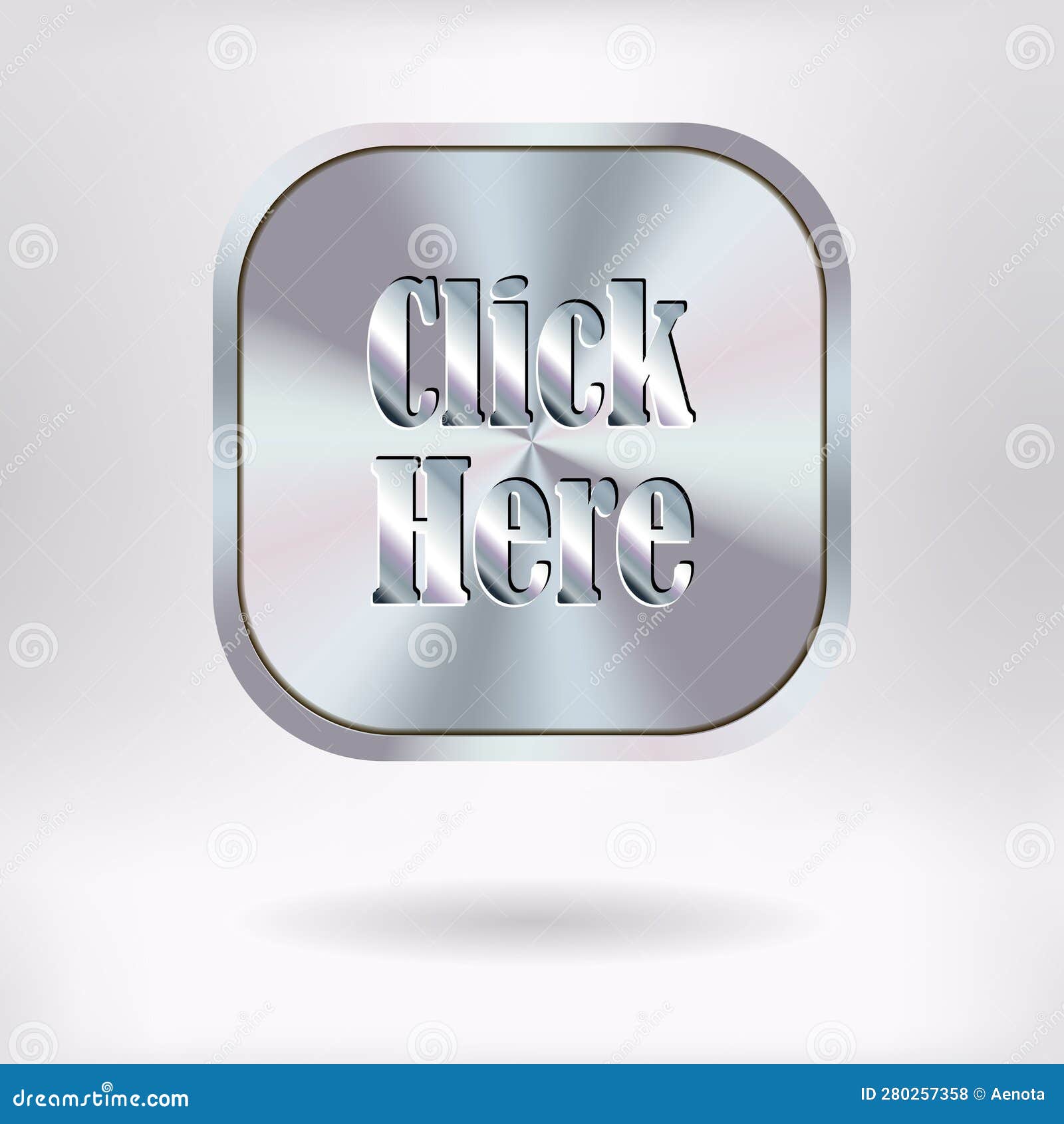 Brushed Metal Square Button - Click Here Stock Vector - Illustration of ...