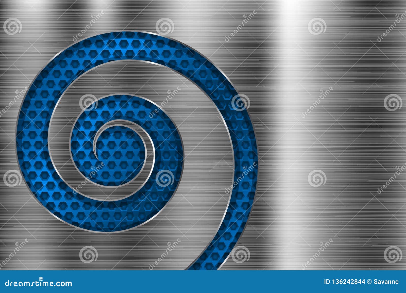 Brushed Metal Texture with Blue Spiral Perforation Stock Vector ...