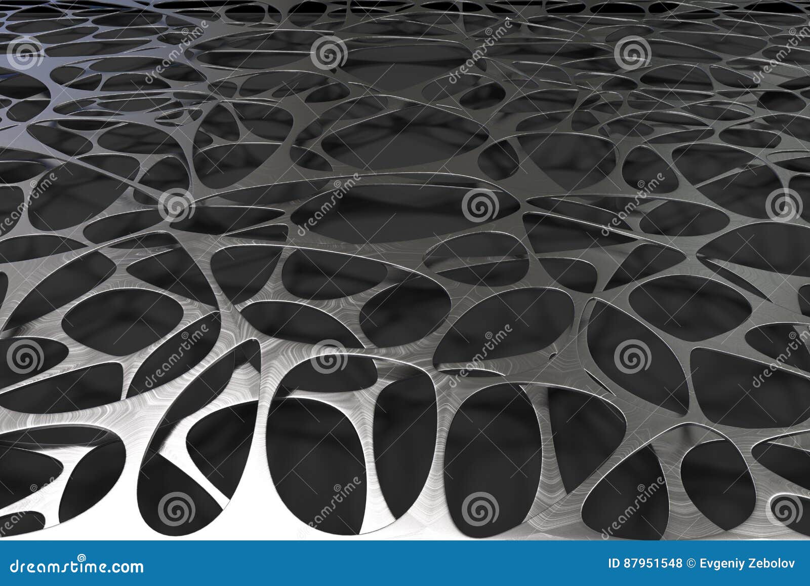 Brushed Metal Voronoi Organic Structure on Black Background Stock ...