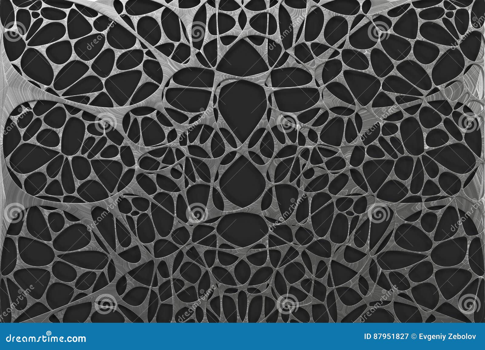 Brushed Metal Voronoi Organic Structure on Black Background Stock ...