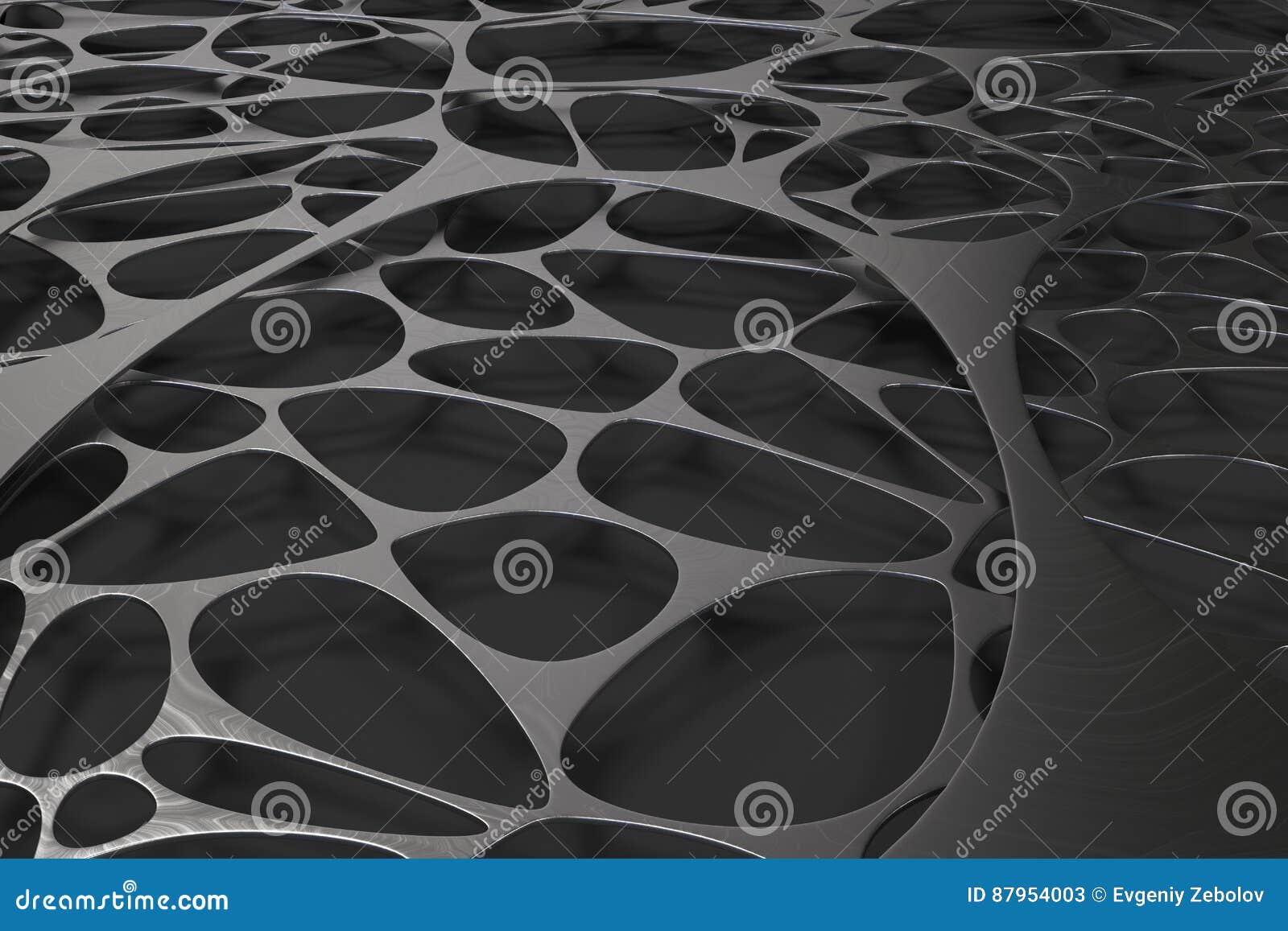 Brushed Metal Voronoi Organic Structure on Black Background Stock ...