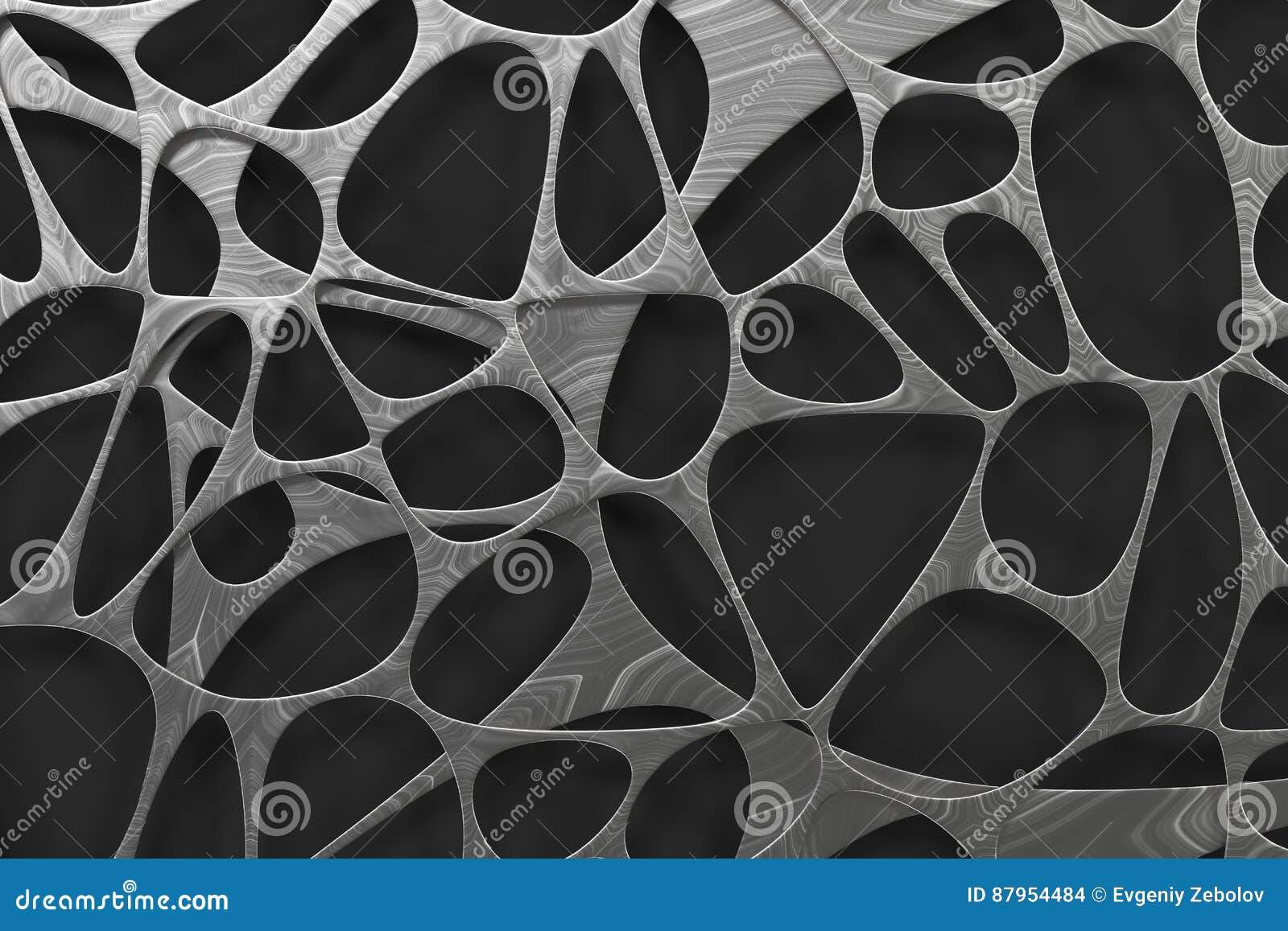 Brushed Metal Voronoi Organic Structure on Black Background Stock ...