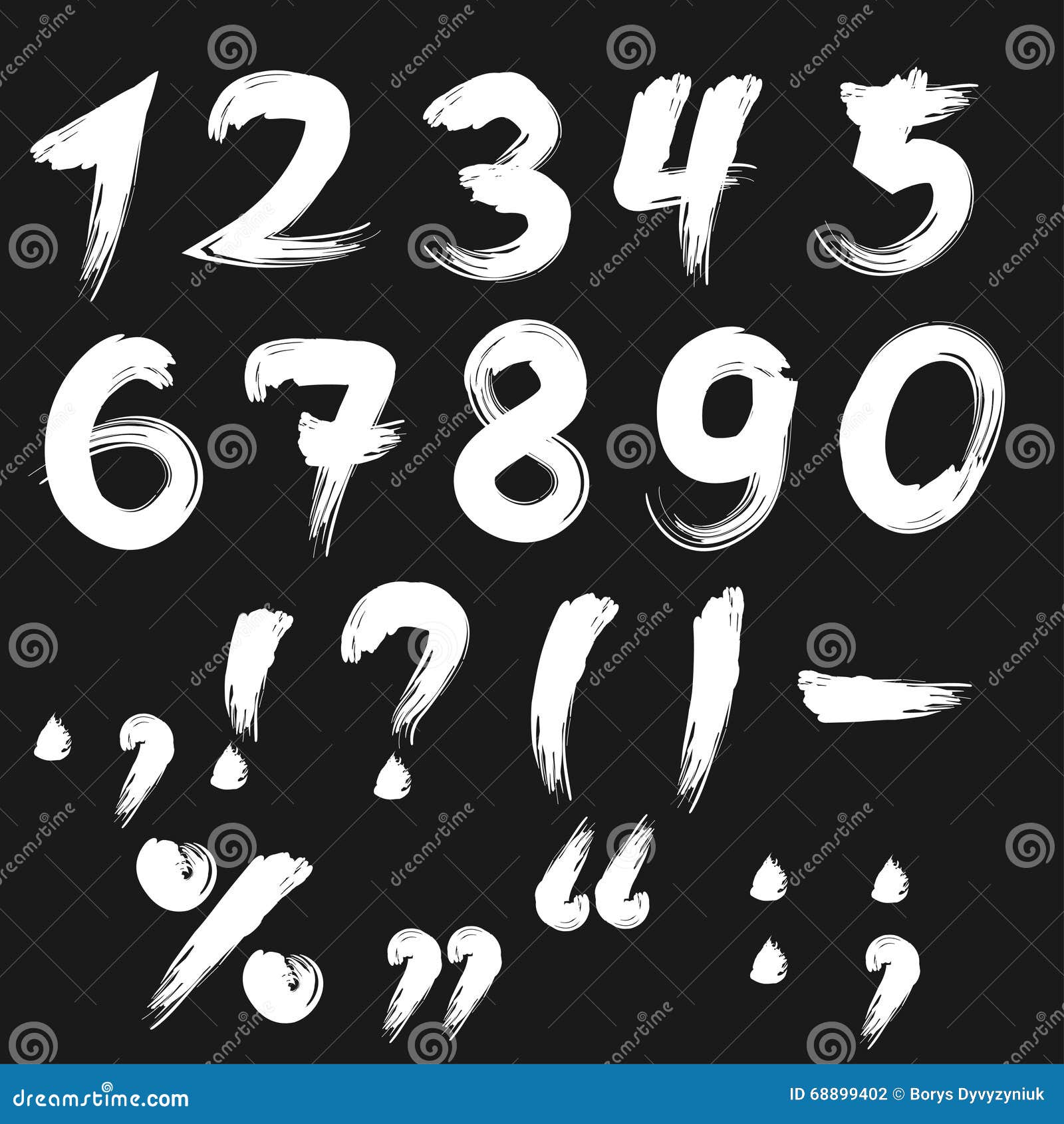 Brushed numbers white stock vector. Illustration of graffiti - 68899402
