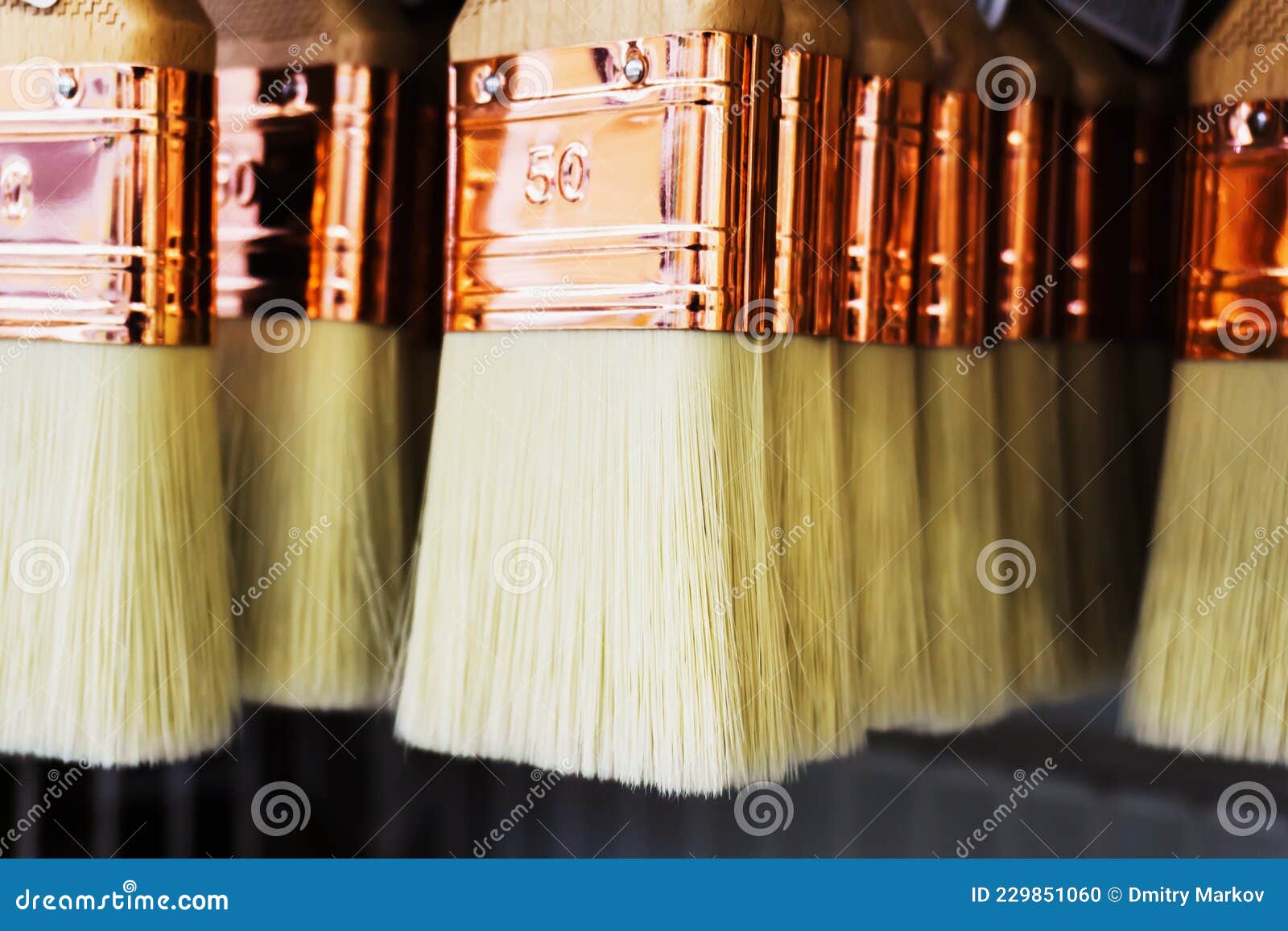 Brushes for Decorative Construction Works. Close-up Stock Photo - Image ...