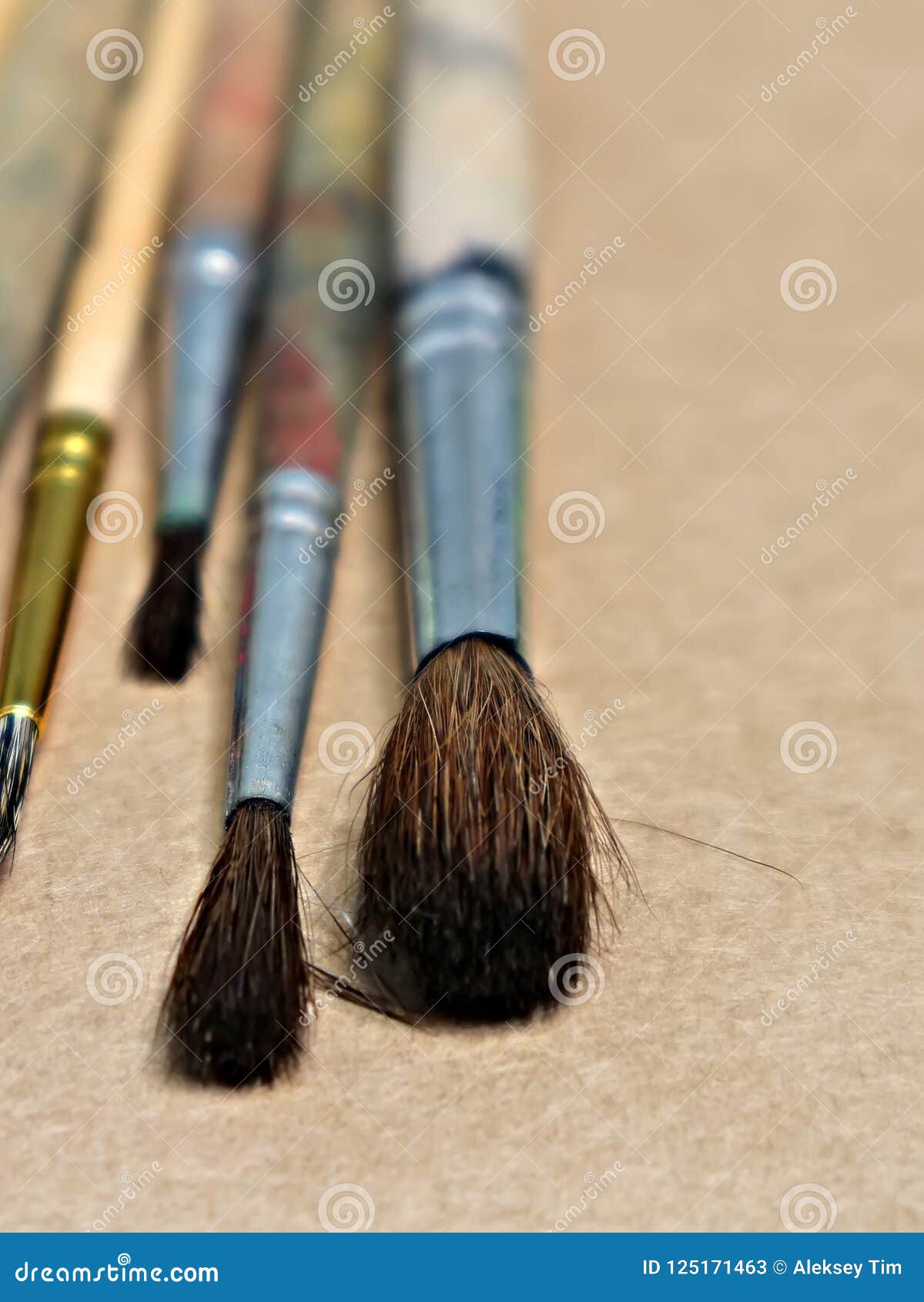 Brushes for Drawing Lying on the Table. Stock Image - Image of artist ...
