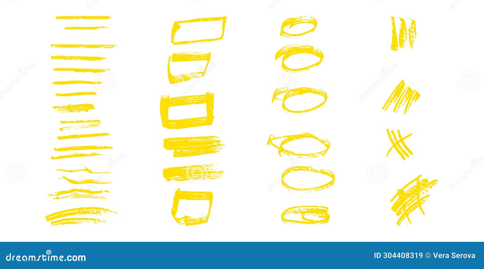 Brushes and Elements for Notes Highlighting Text. Stock Illustration ...