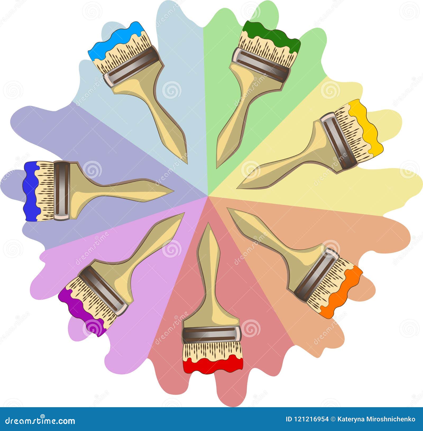 Brushes in Multi-colored Paint. Colors of Rainbow Stock Illustration ...