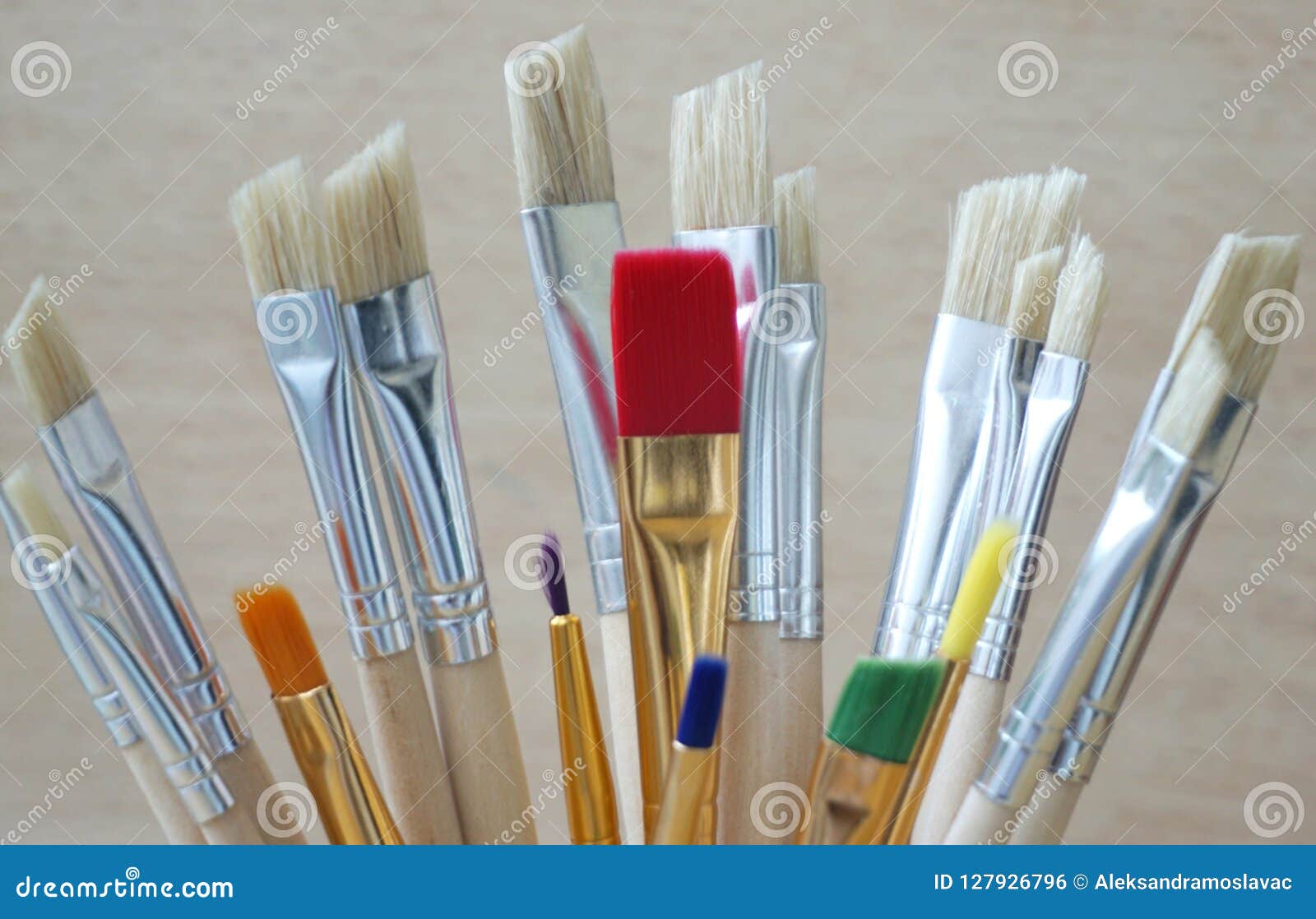 Brushes for Paint in Different Color Stock Photo - Image of education ...