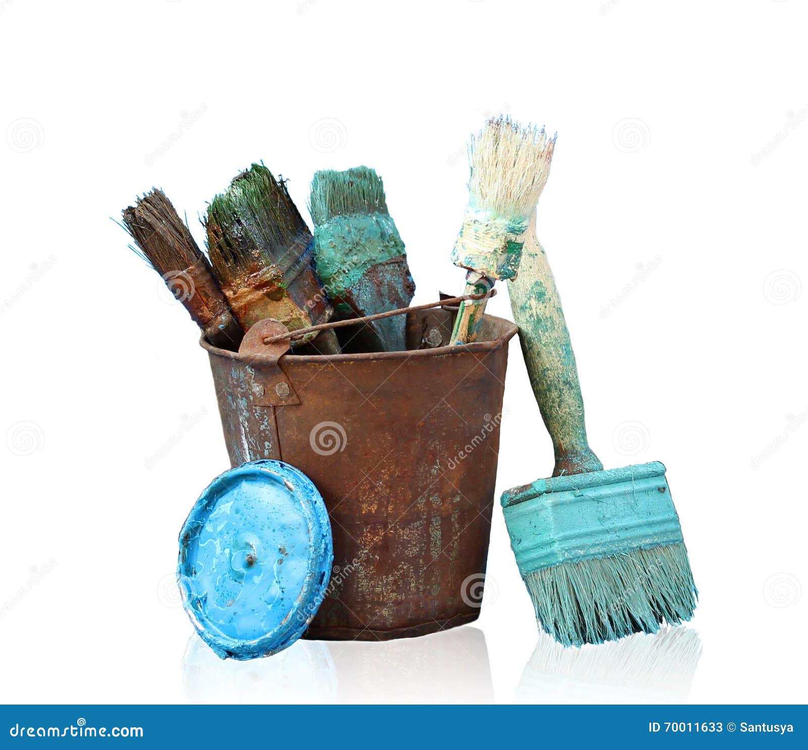 Brushes Smeared in Paint Isolated Stock Image - Image of ancient ...