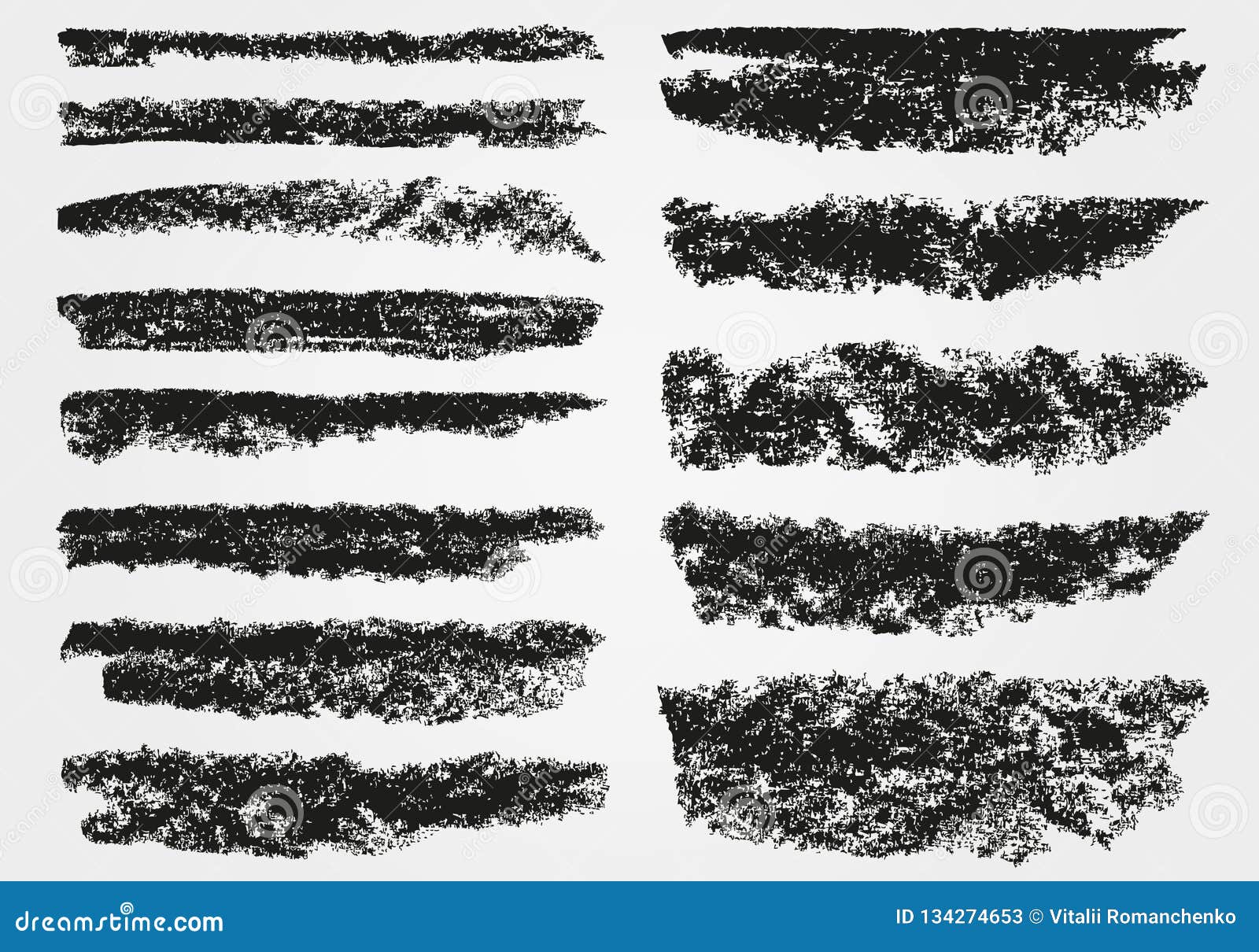 A Set of Vector Brushstrokes. Vector Brushes. Chalk and Charcoal. Paint ...