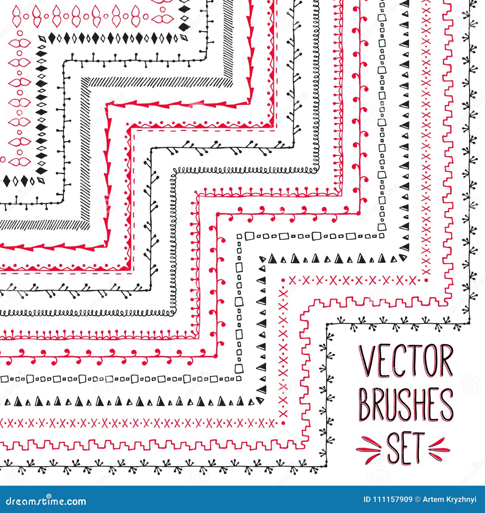Brushes Hand Drawn Set. Hand Drawn. Borders, Ornaments Stock Vector ...