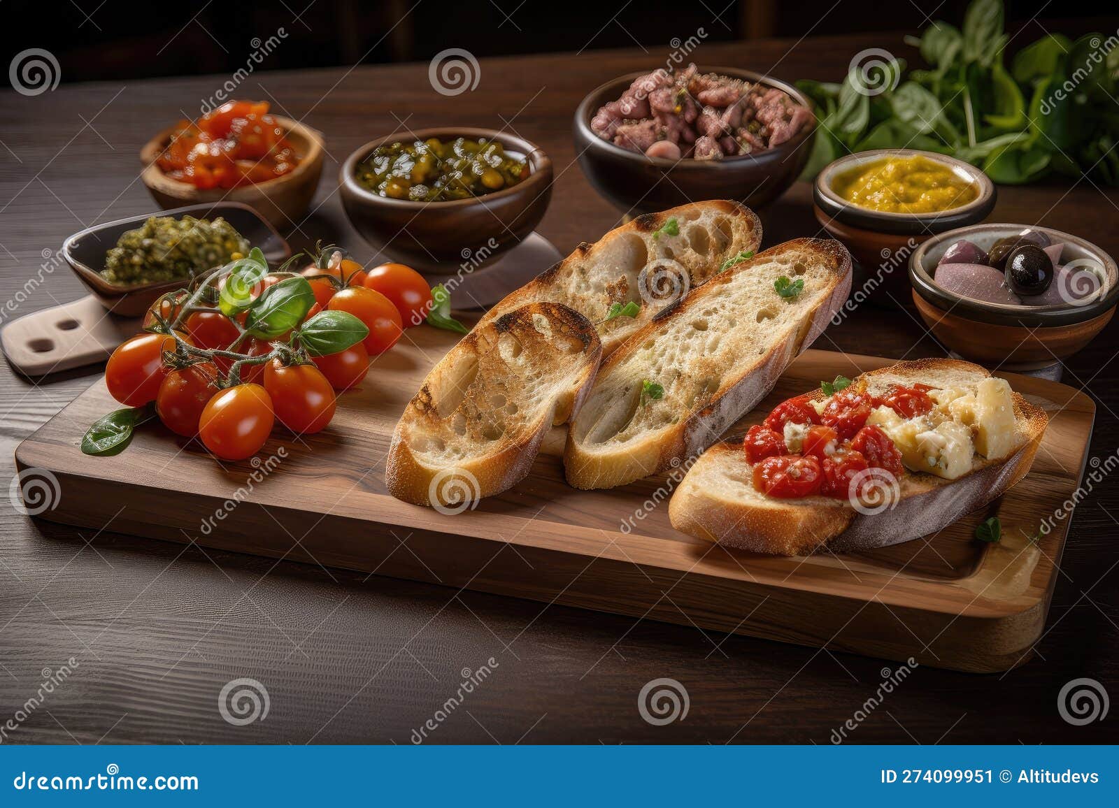 Brushetta Platter, with Various Types of Bruschetta and Accompaniments ...