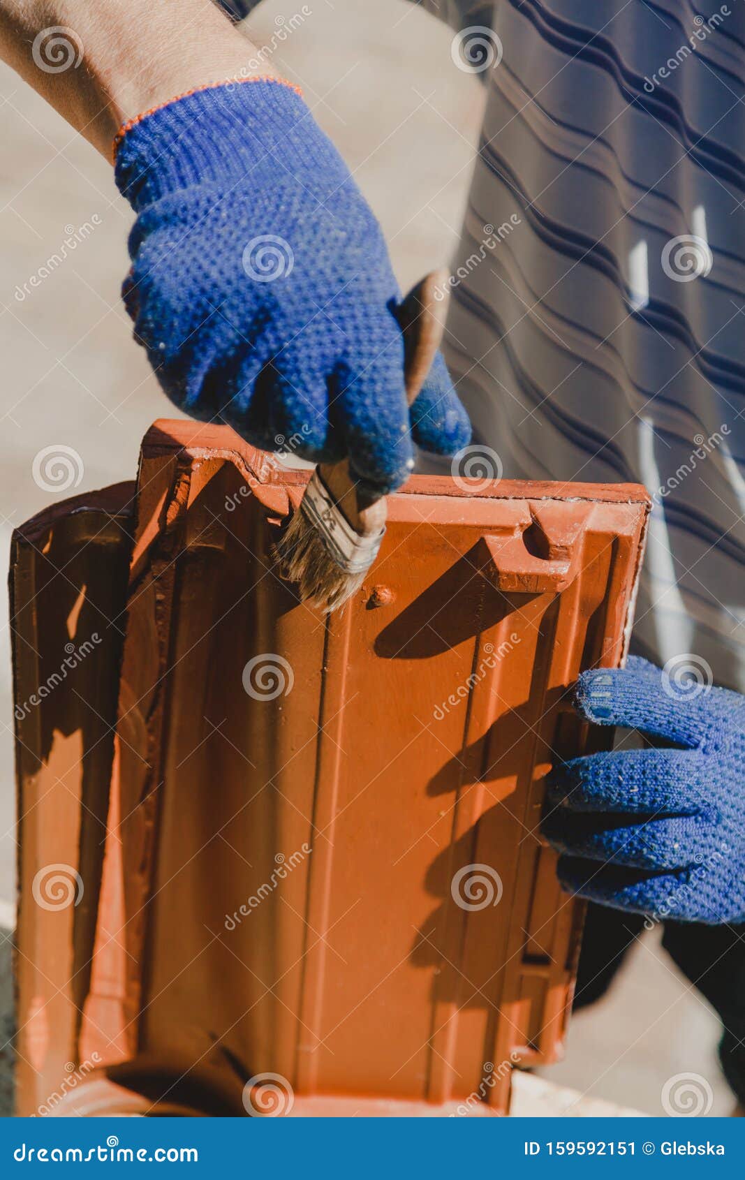 Brushing ceramic tiles stock image. Image of element - 159592151