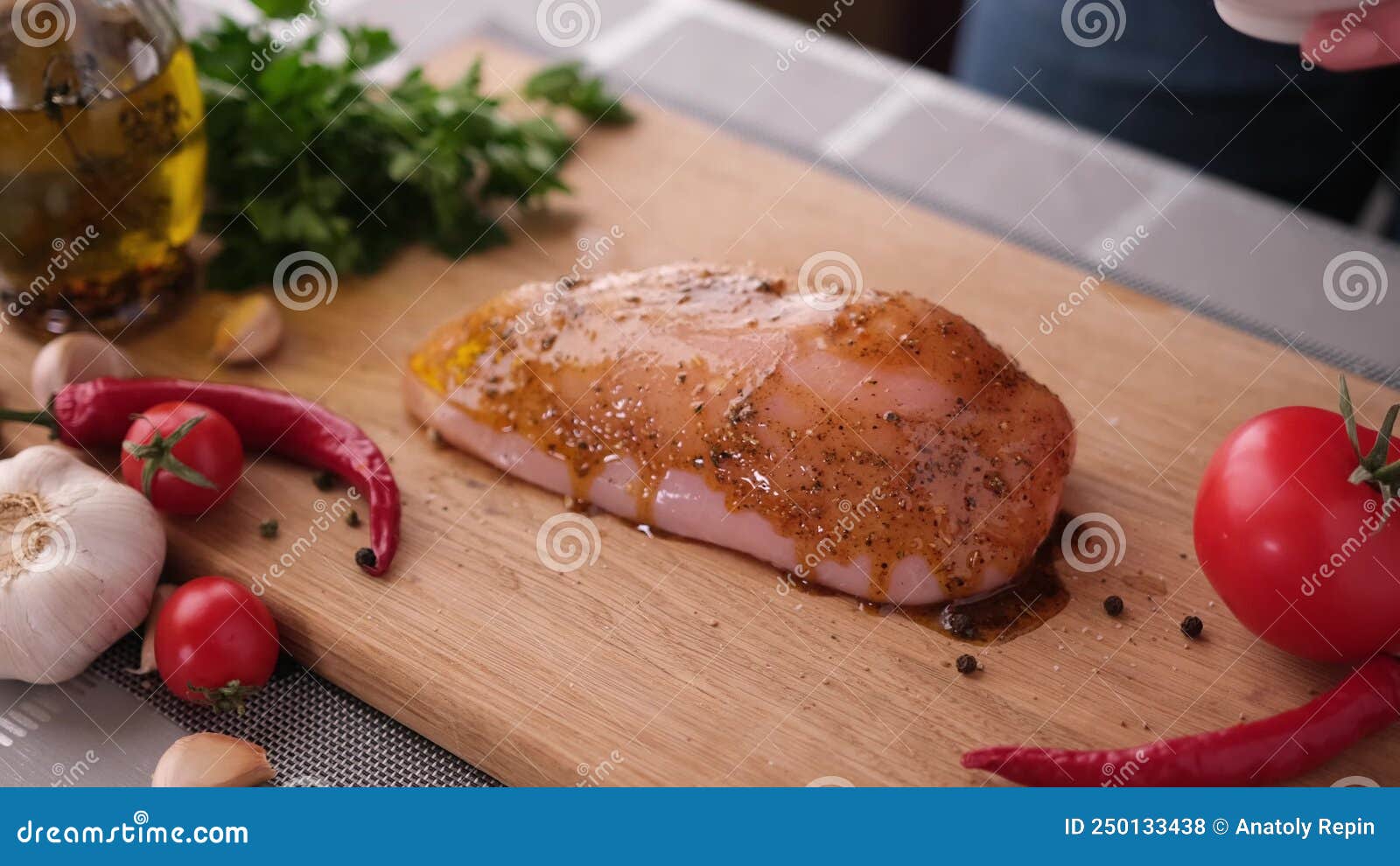 Brushing Raw Chicken Breast with Marinade for Frying Stock Footage ...
