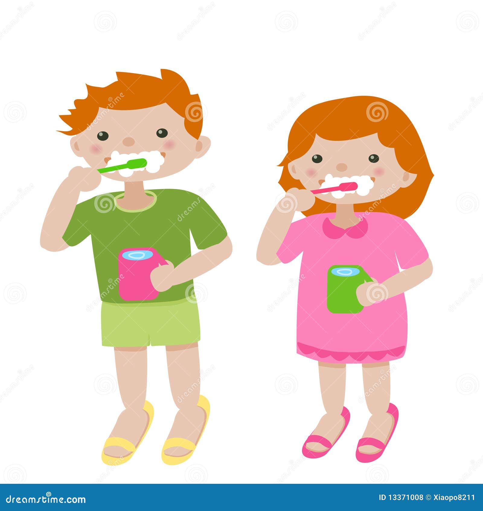 Brushing teeth stock vector. Illustration of healthy - 13371008
