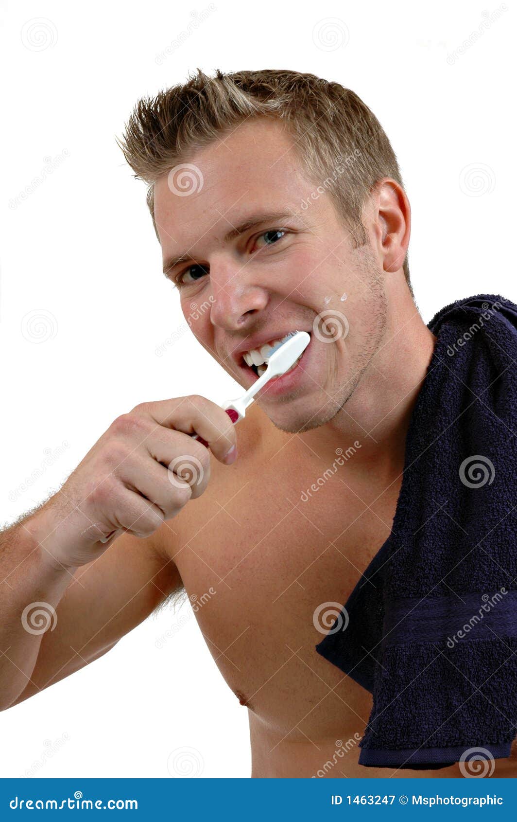 Brushing Teeth stock image. Image of pecs, naked, muscular - 1463247