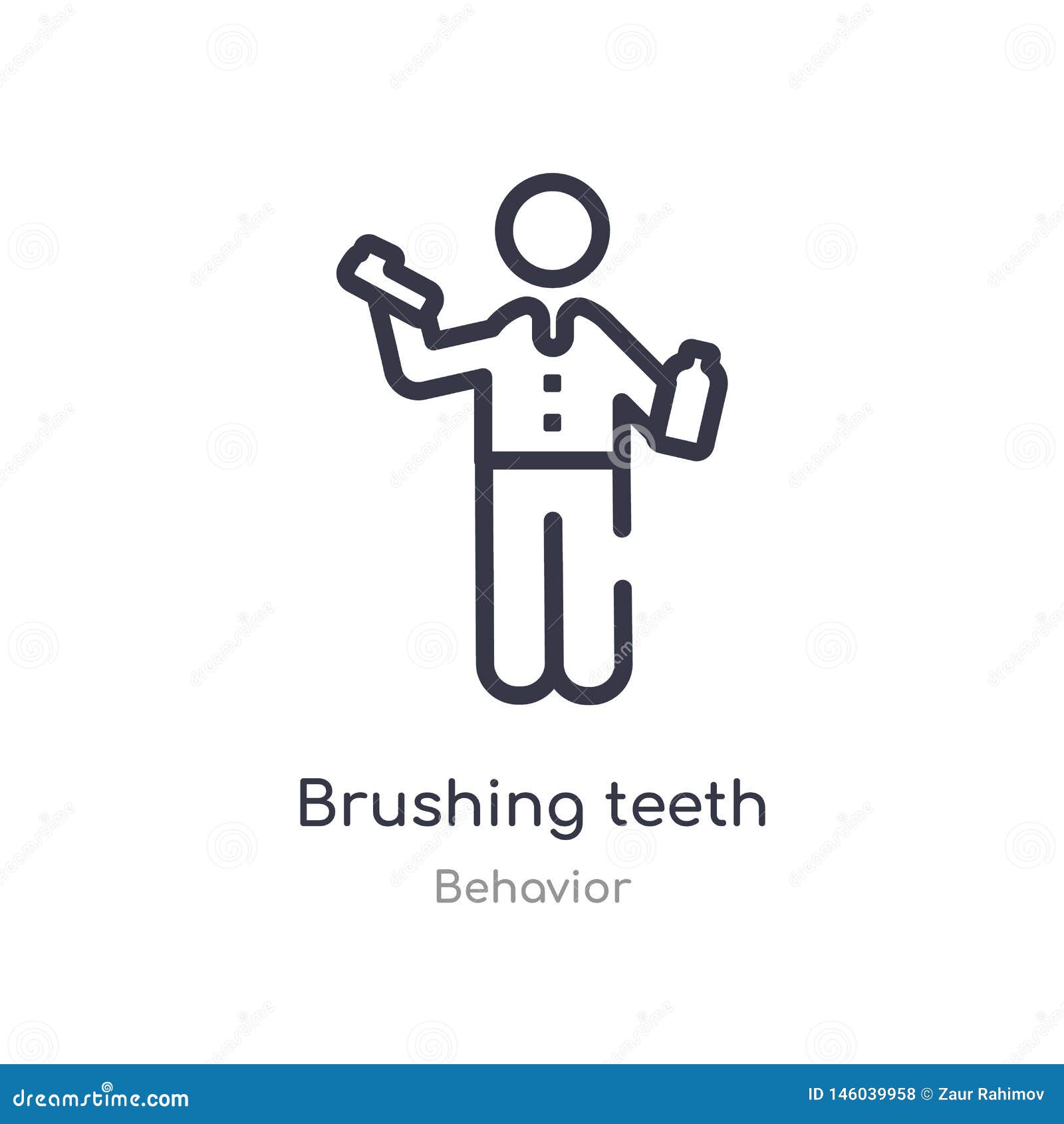 Brushing Teeth Outline Icon. Isolated Line Vector Illustration from ...