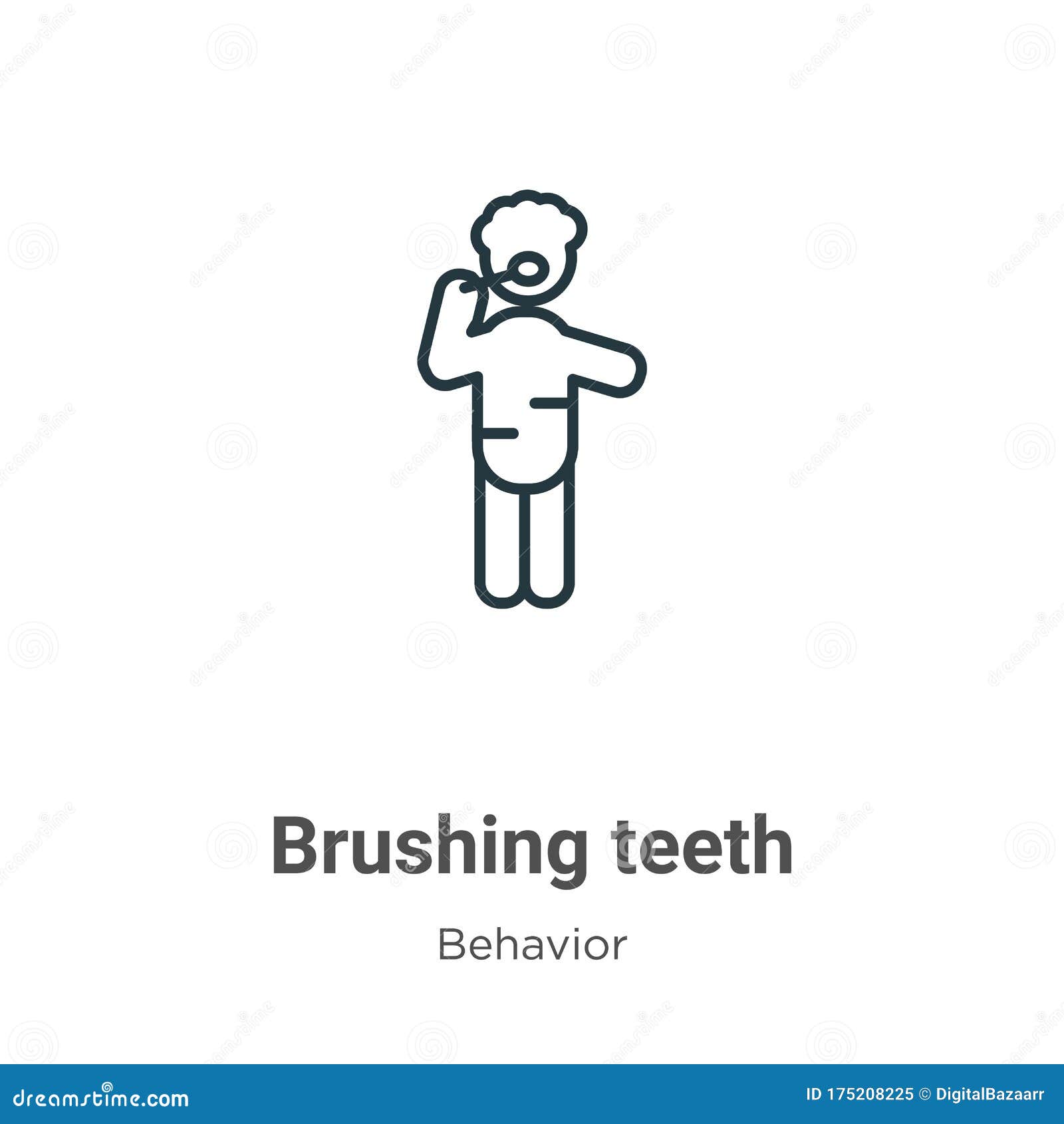 Brushing Teeth Outline Vector Icon. Thin Line Black Brushing Teeth Icon ...