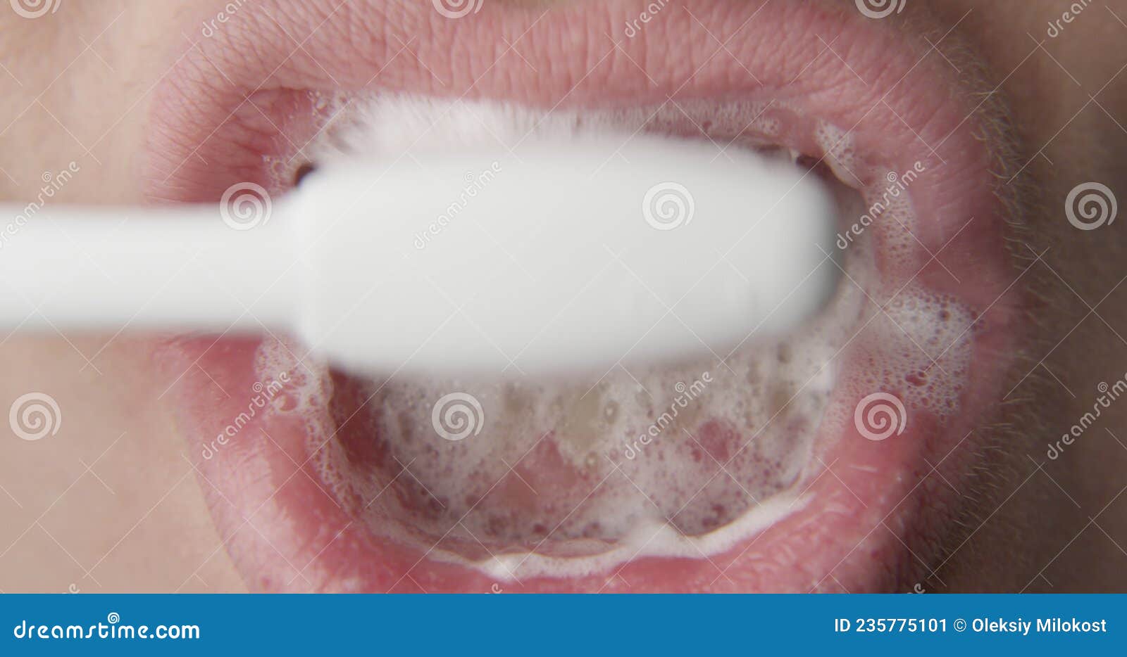 Brushing Teeth with a Paste and Tooth Brush a Close Up Shot of Woman ...