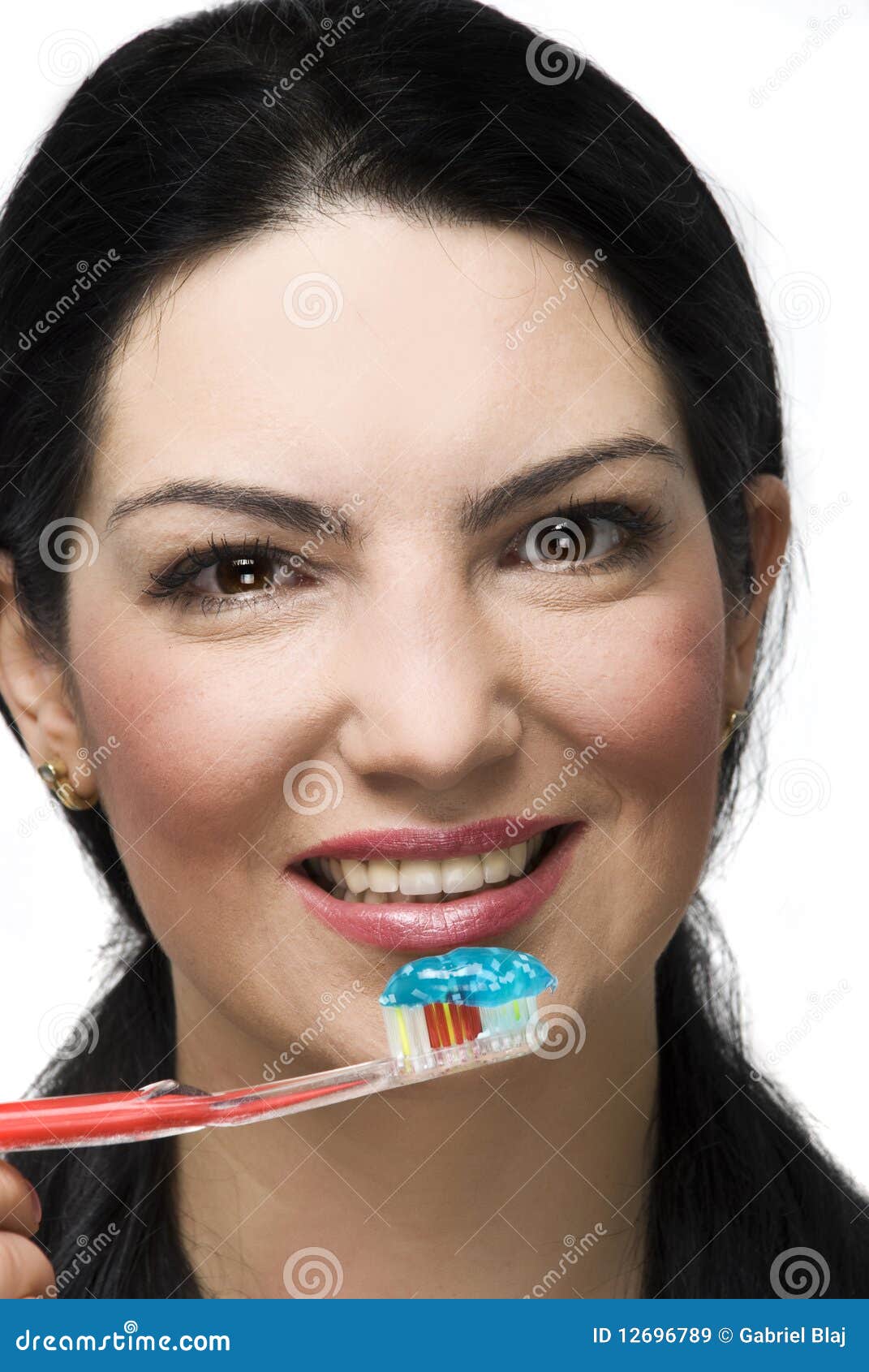 Brushing teeth and smiling stock image. Image of fresh - 12696789