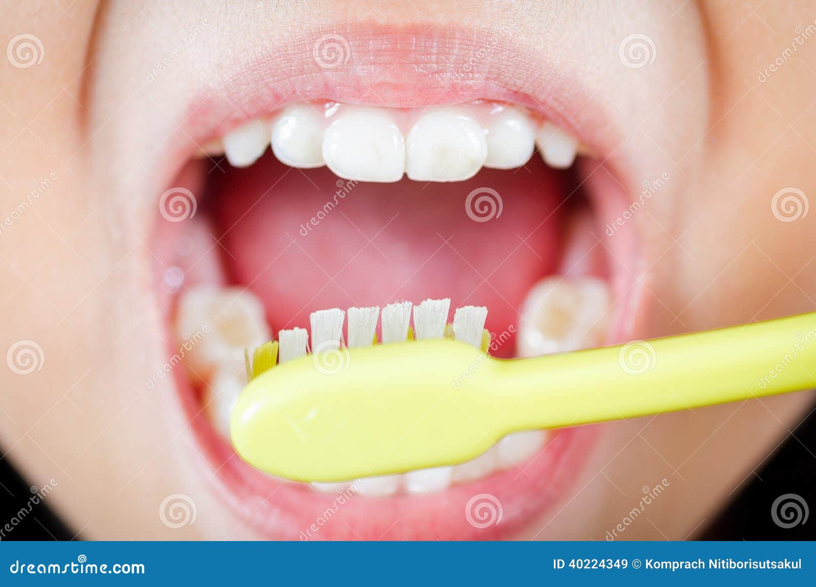 Brushing Teeth with Toothbrush Stock Image - Image of dentistry ...
