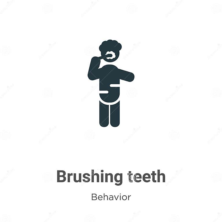 Brushing Teeth Vector Icon on White Background. Flat Vector Brushing ...