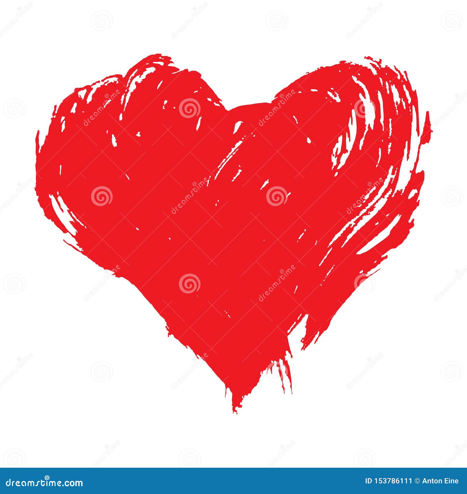 Brushstroke Painted Red Heart Shape Stock Vector - Illustration of icon ...