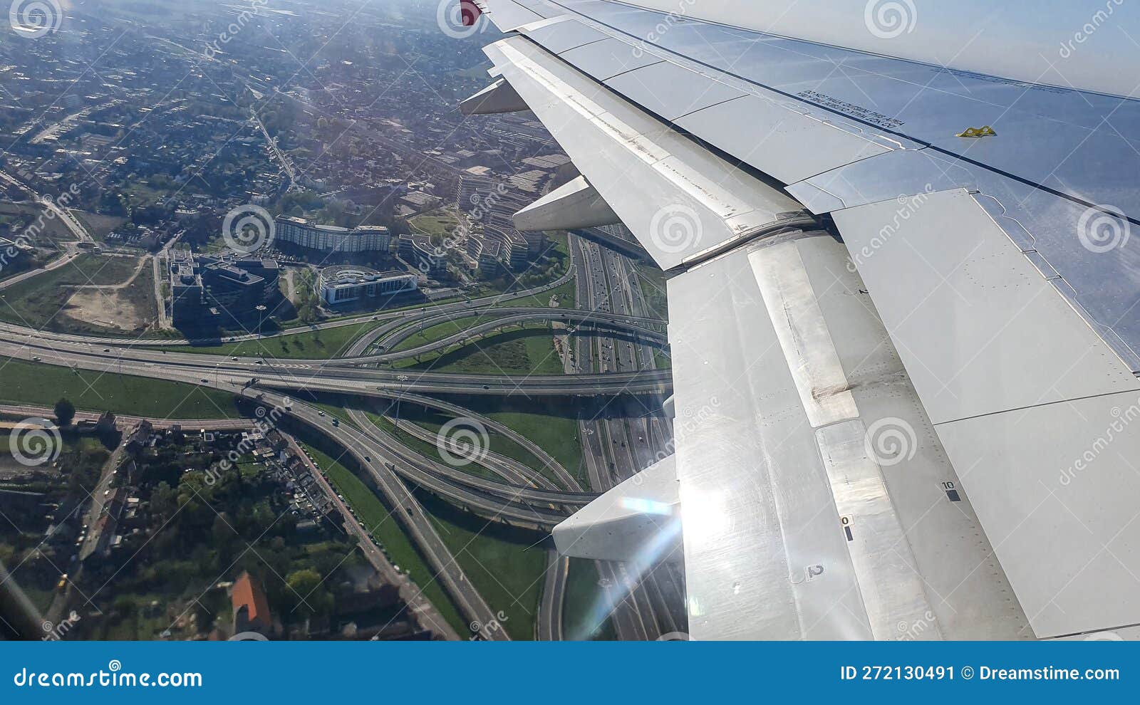 View in a Plane with View on Brussels Highway Stock Image - Image of ...