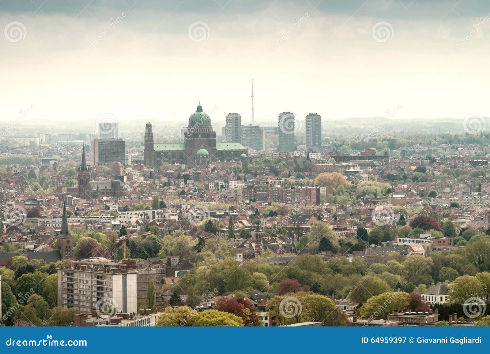 Brussels, Aerial View with City Buildings Stock Image - Image of urban ...