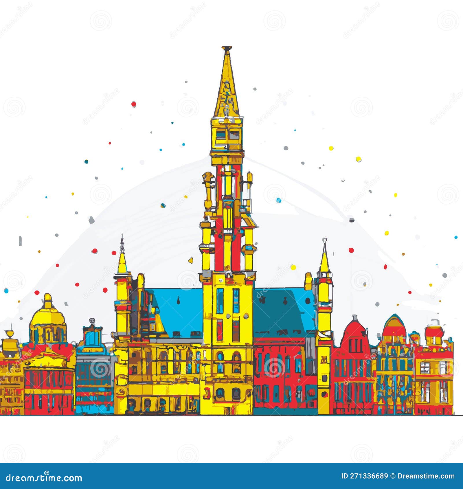 Brussels, Belgium Skyline Illustration Stock Vector - Illustration of ...