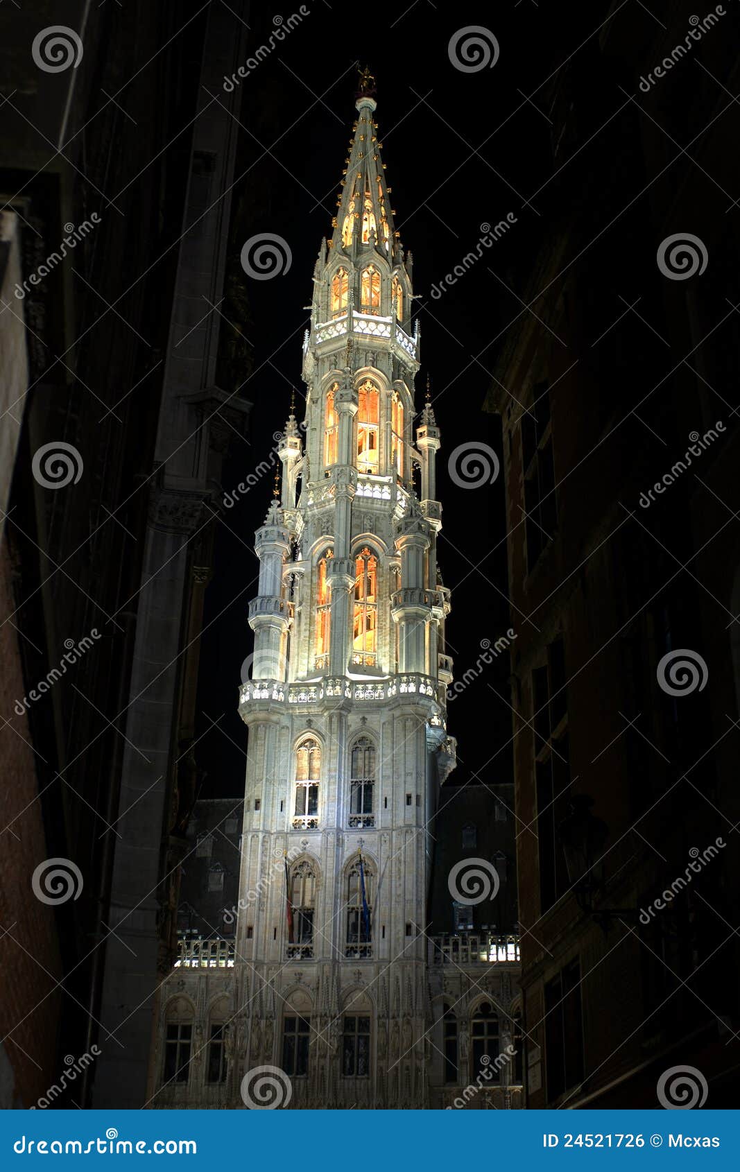 Brussels, City Hall Tower stock photo. Image of markt - 24521726