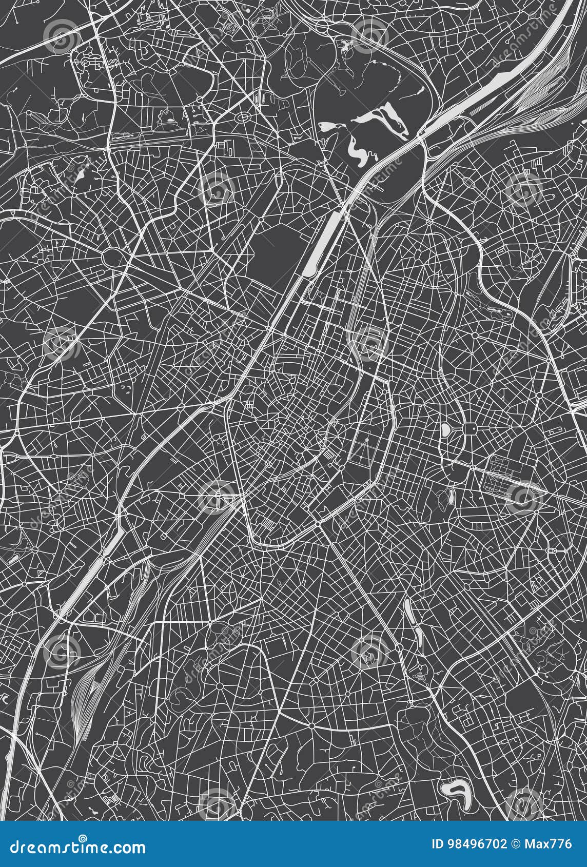 Brussels City Plan, Detailed Vector Map Stock Vector - Illustration of ...