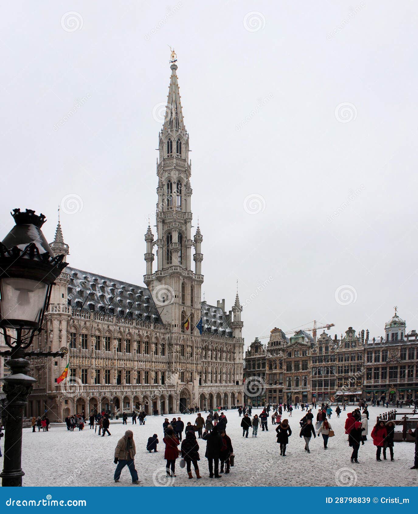 Brussels Grand Place Covered with Snow Editorial Stock Image - Image of ...