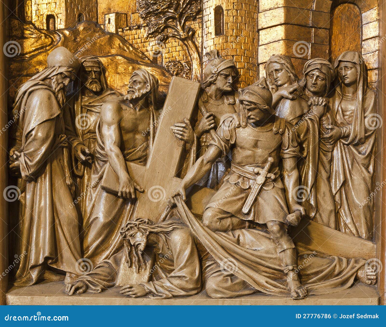 Brussels - Jesus Fall Under Cross -relief Stock Photo - Image of ...