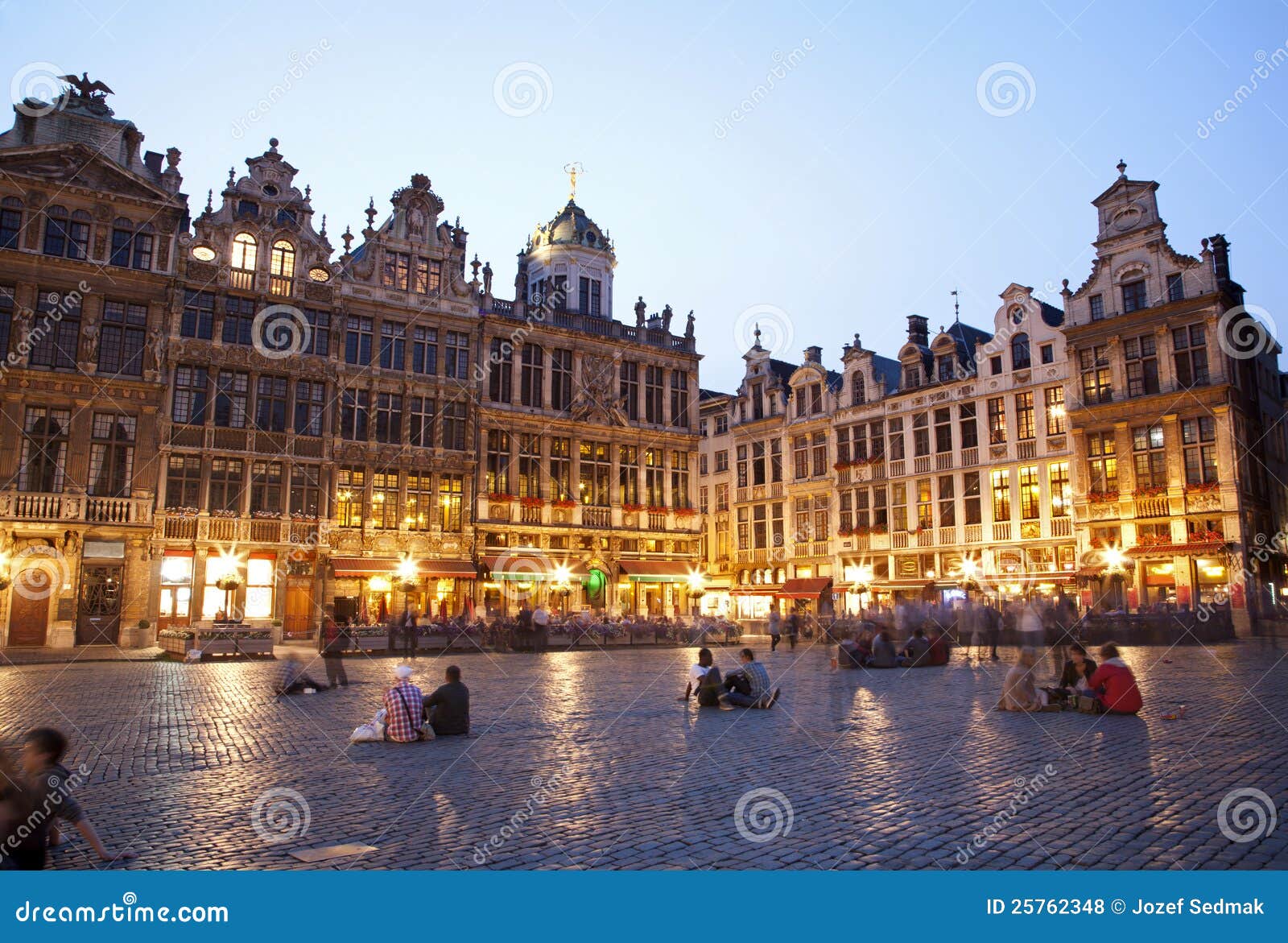 Brussels - the Main Square and Town Hall in Evenin Stock Photo - Image ...