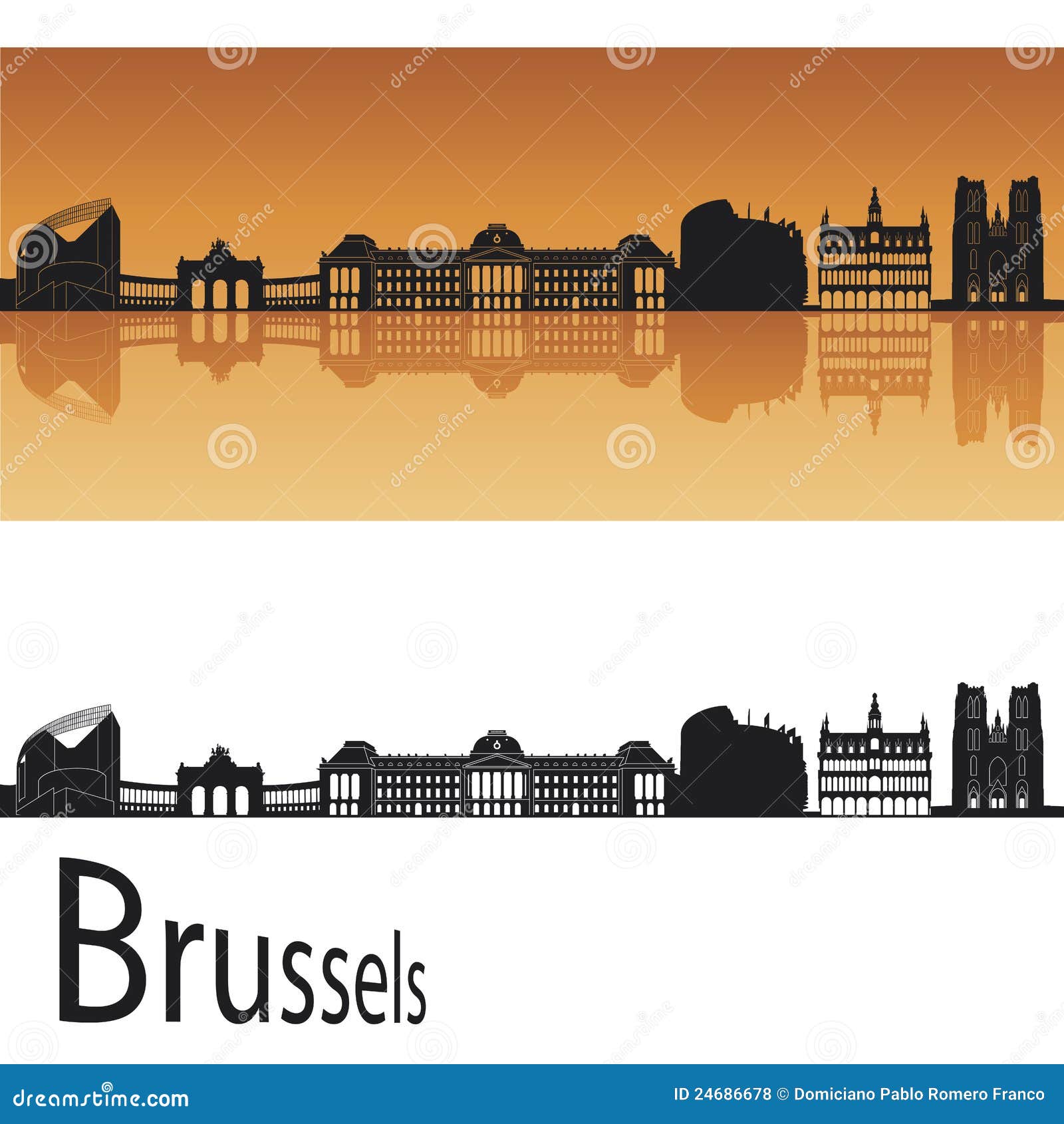 Brussels skyline stock vector. Illustration of houses - 24686678