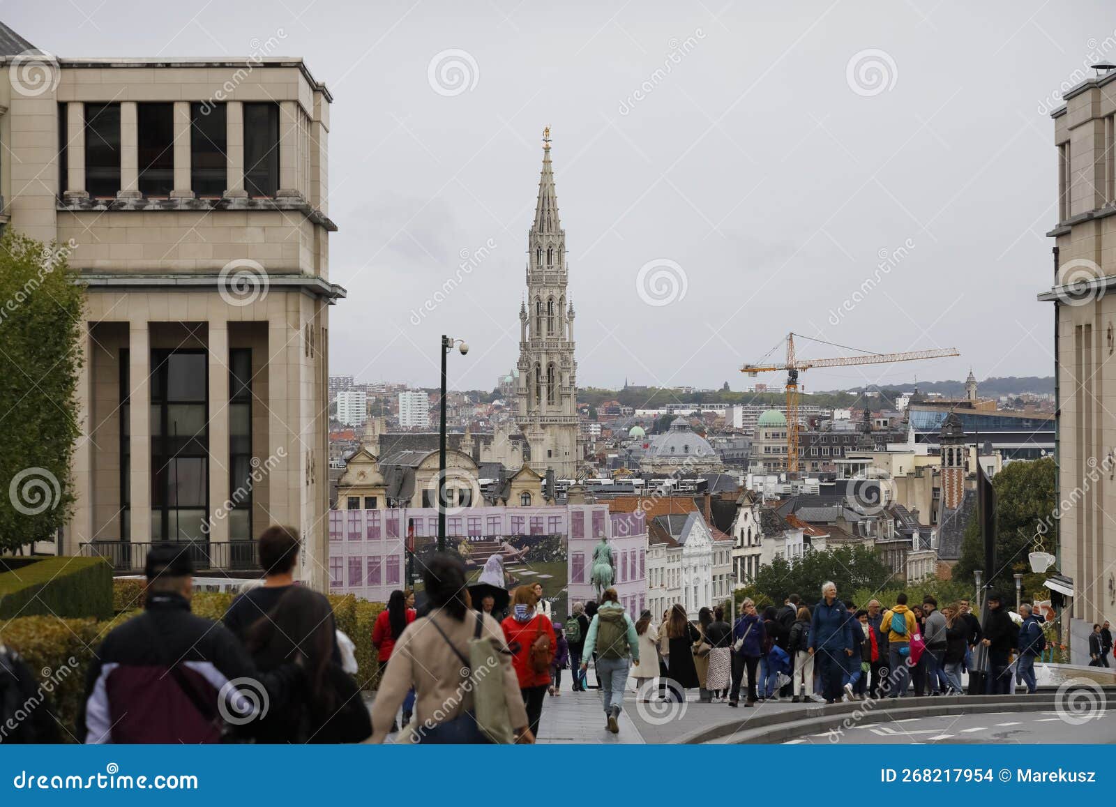 Brussels, Skyline with City Hall Tower Editorial Stock Image - Image of ...