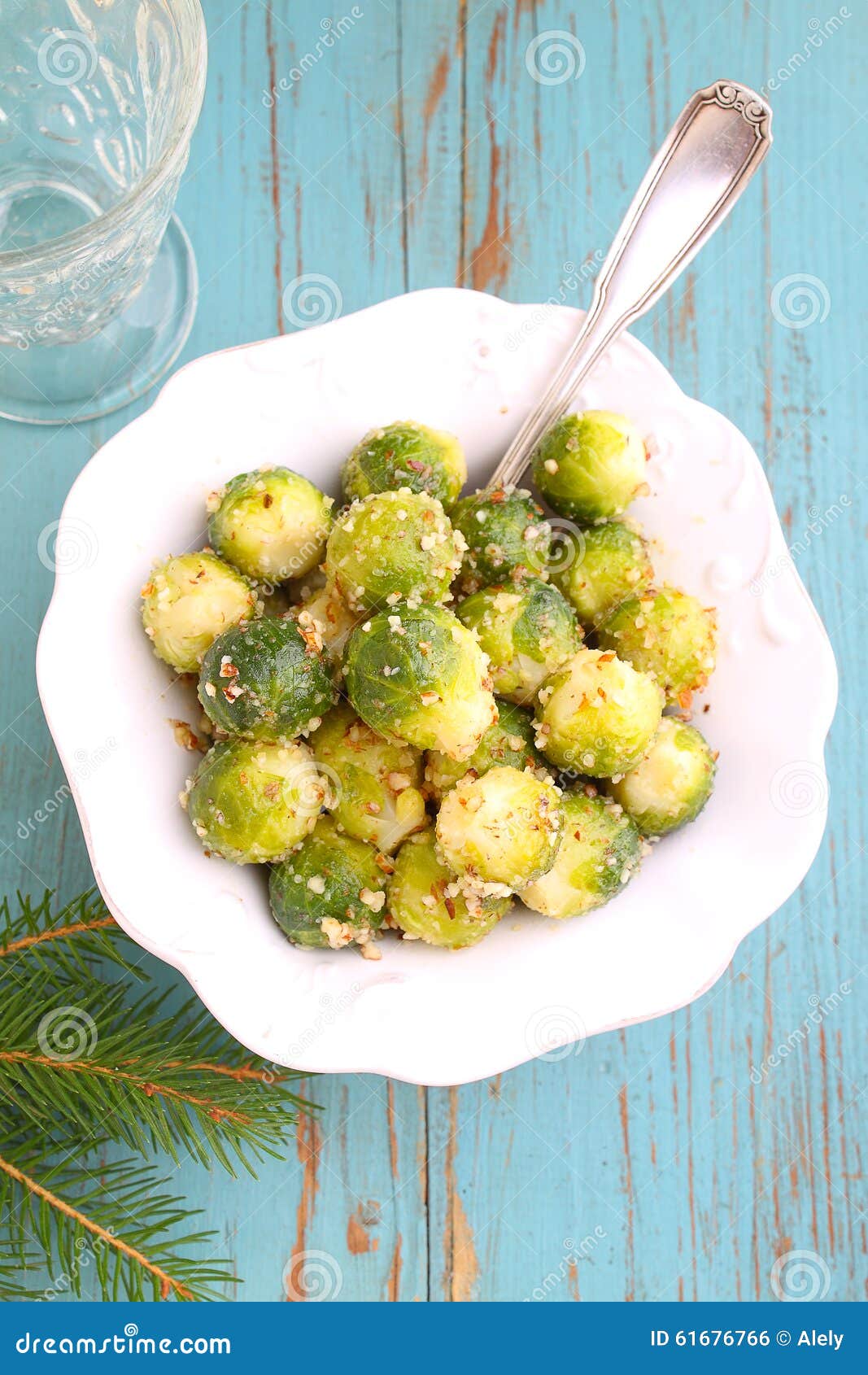 Brussels sprouts with nuts stock photo. Image of plate - 61676766