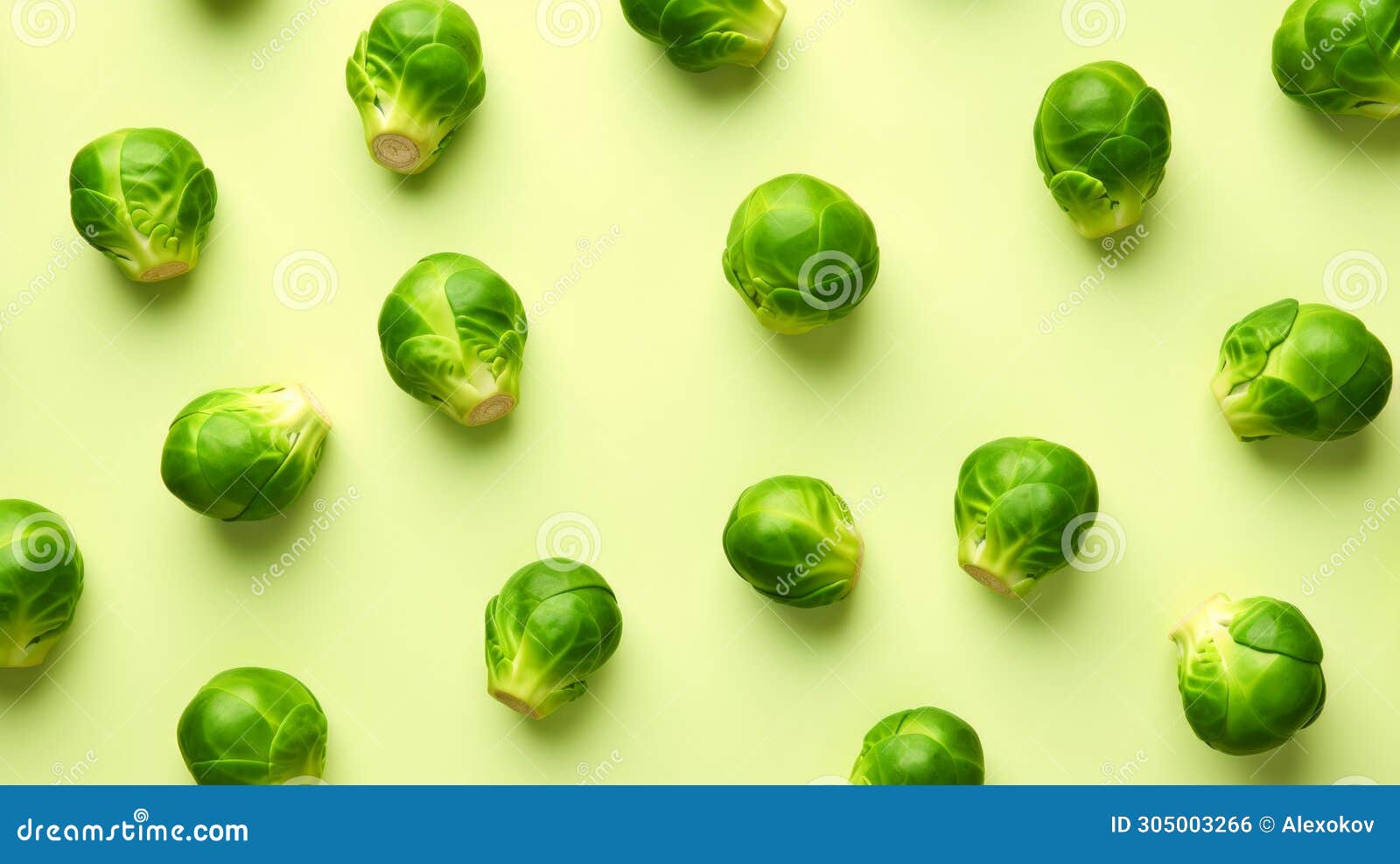 Brussels Sprouts Pattern on Yellow Background. Flat Lay, Top View ...